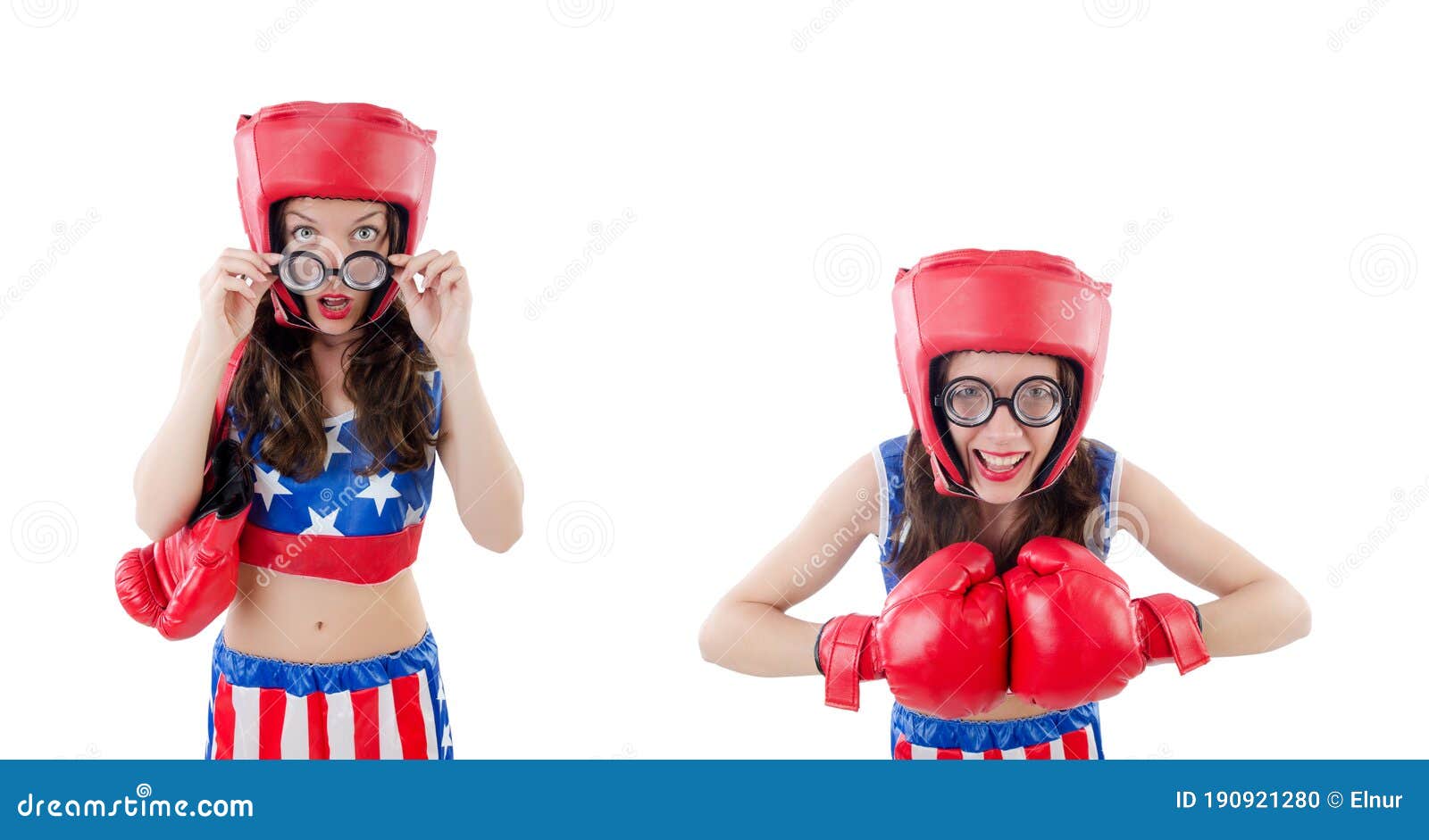 Funny Female Boxer Isolated on White Stock Photo - Image of america ...