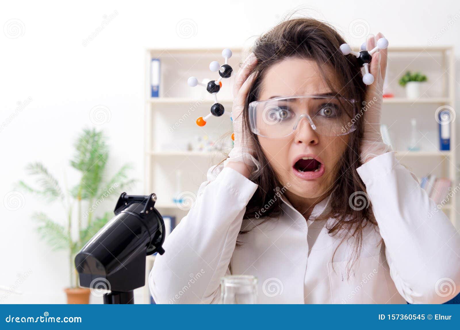 Funny Female Chemist Working in the Lab Stock Image - Image of ...