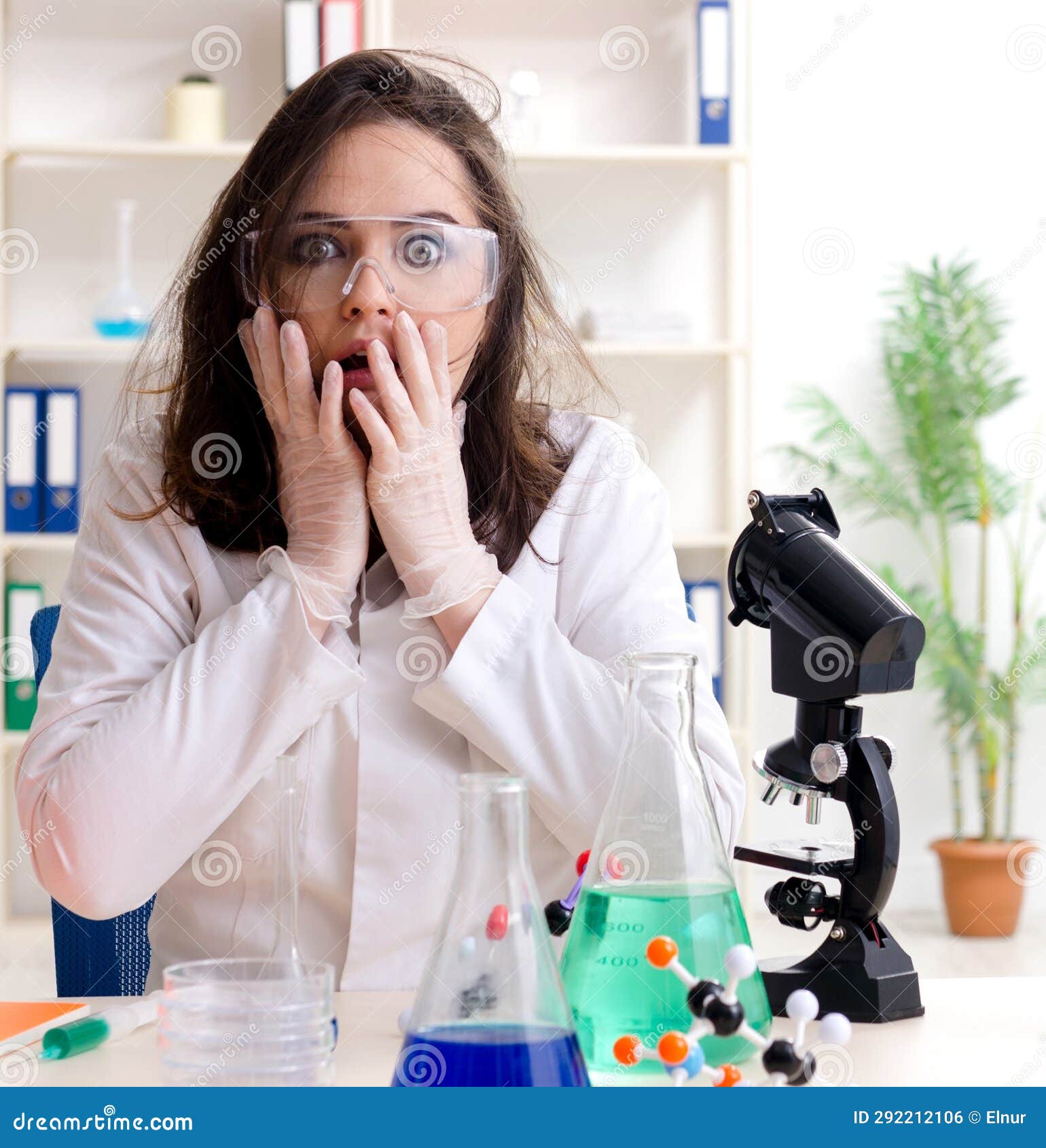 Funny Female Chemist Working in the Lab Stock Photo - Image of medicine ...