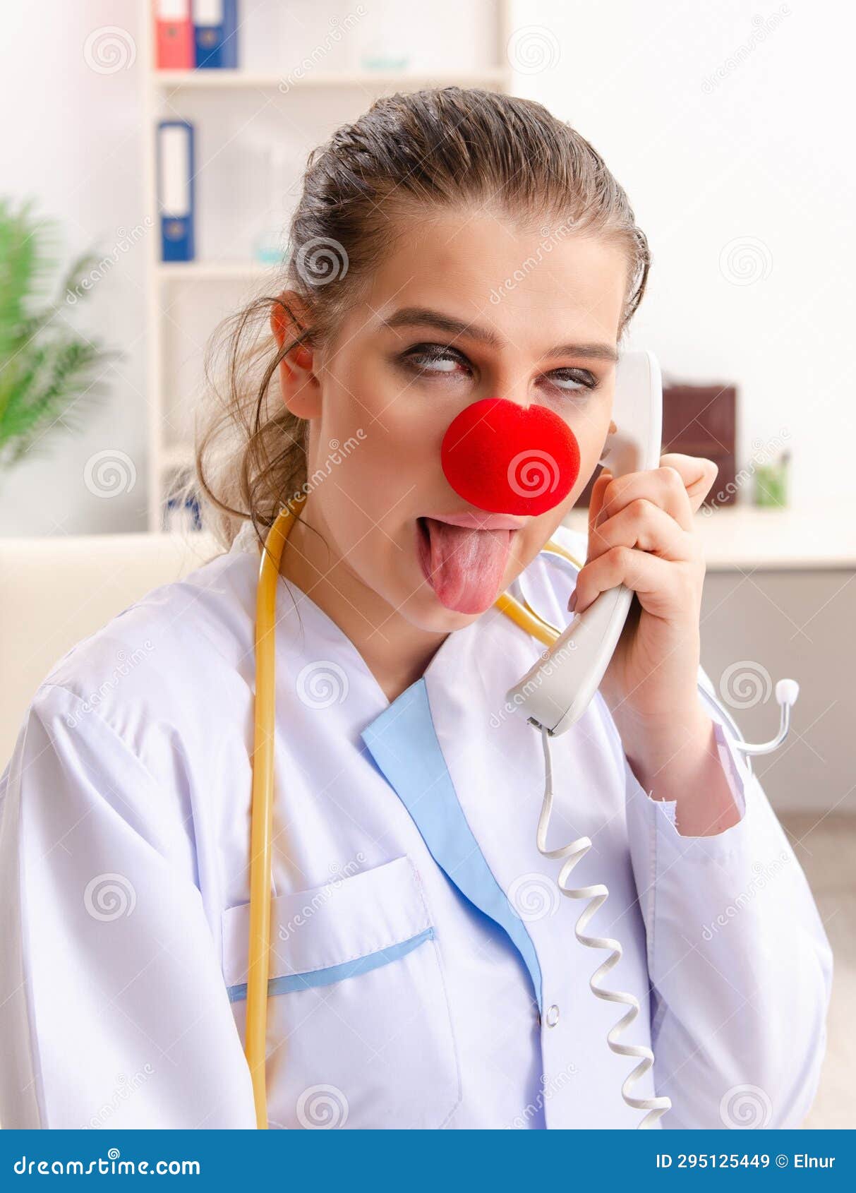 Funny Female Doctor Working in the Clinic Stock Image - Image of ...
