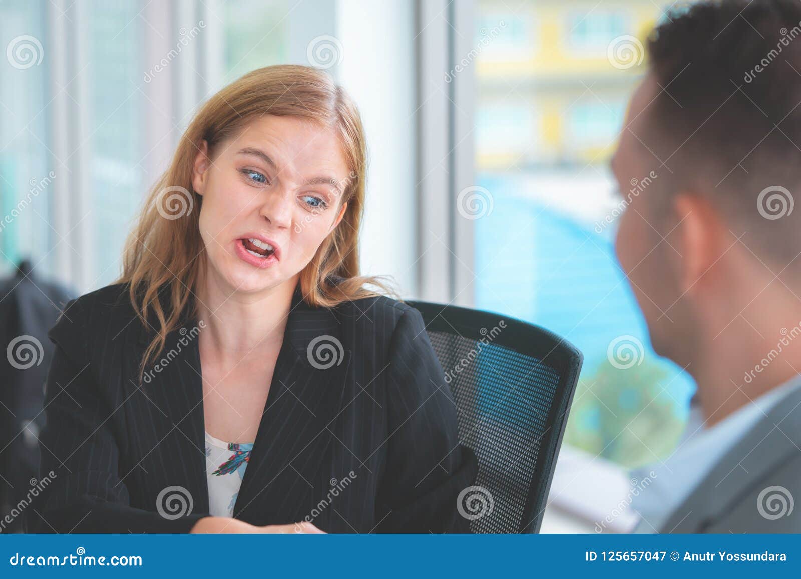 Funny Female Worker Disgusted while Handshake with Boss Stock Image ...