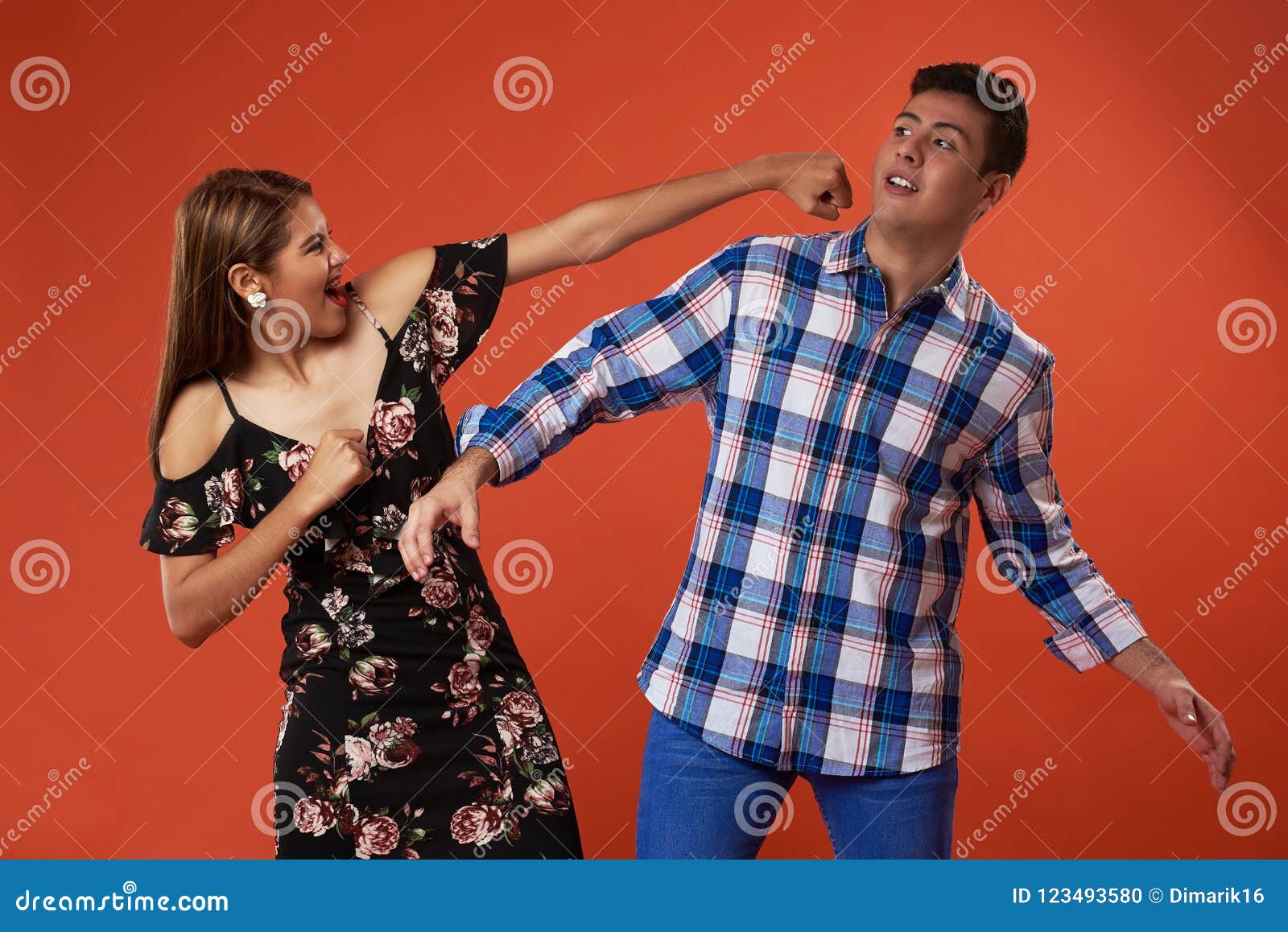 Funny fighting couple stock photo. Image of person, fighting - 123493580
