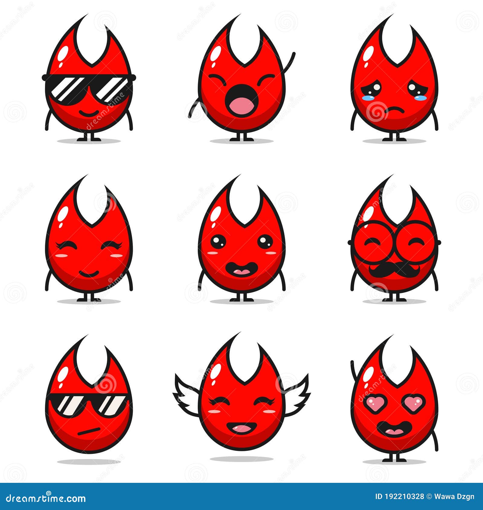Visual Design - Funny Fire Face and Cartoon Fruit Characters Icon ...