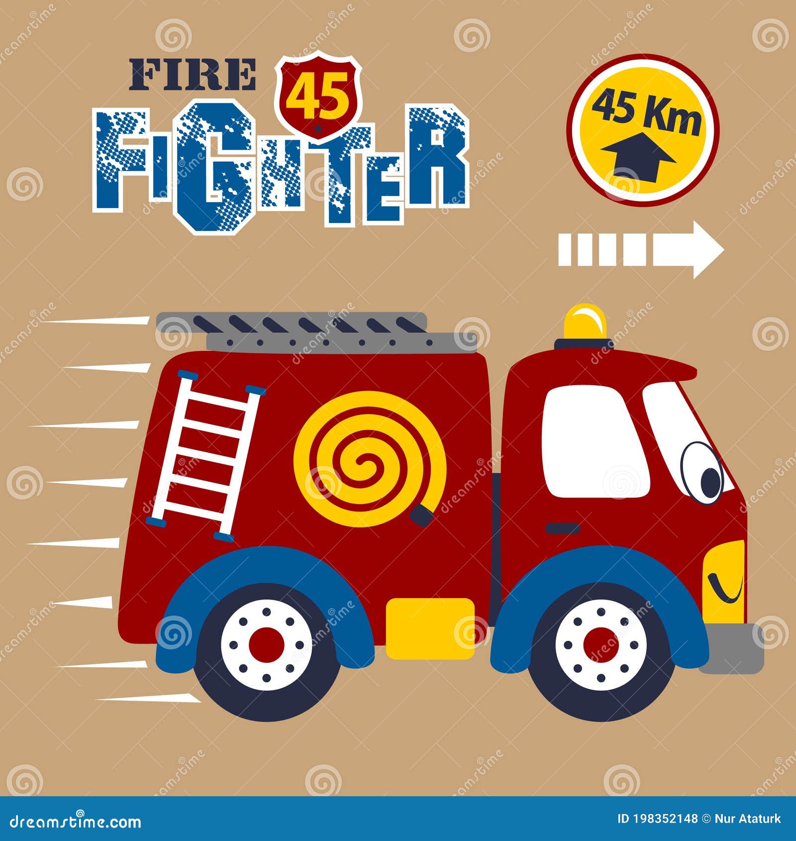 The Funny Old Fire Truck Vector Illustration | CartoonDealer.com #162581352