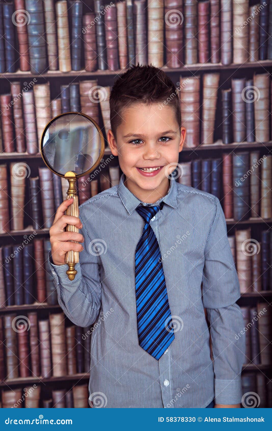 Funny First-Grade Schoolgirl Holding Stack Of Books And Microscope ...