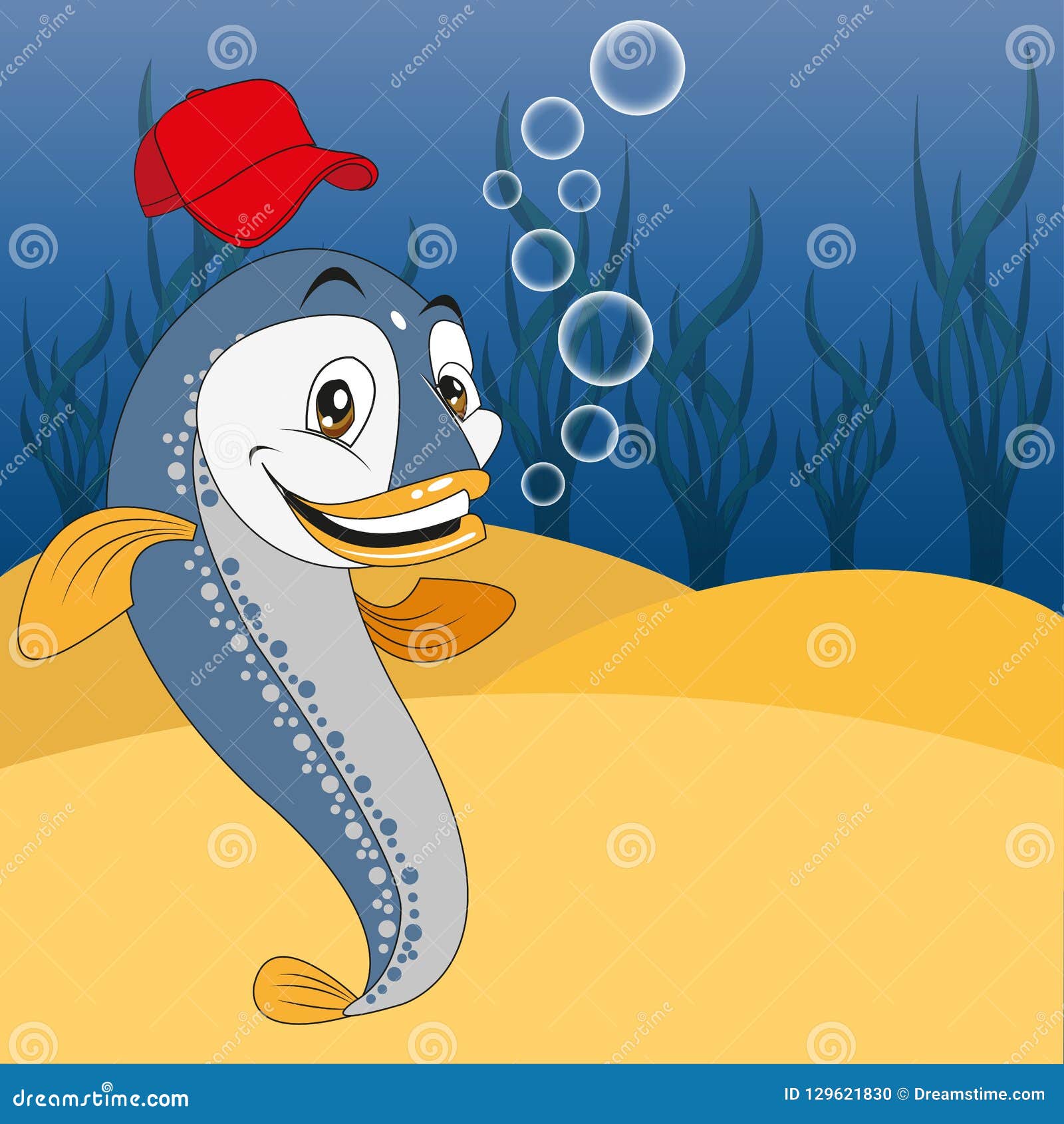 FUNNY FISH CHARACTER stock vector. Illustration of ocean - 129621830
