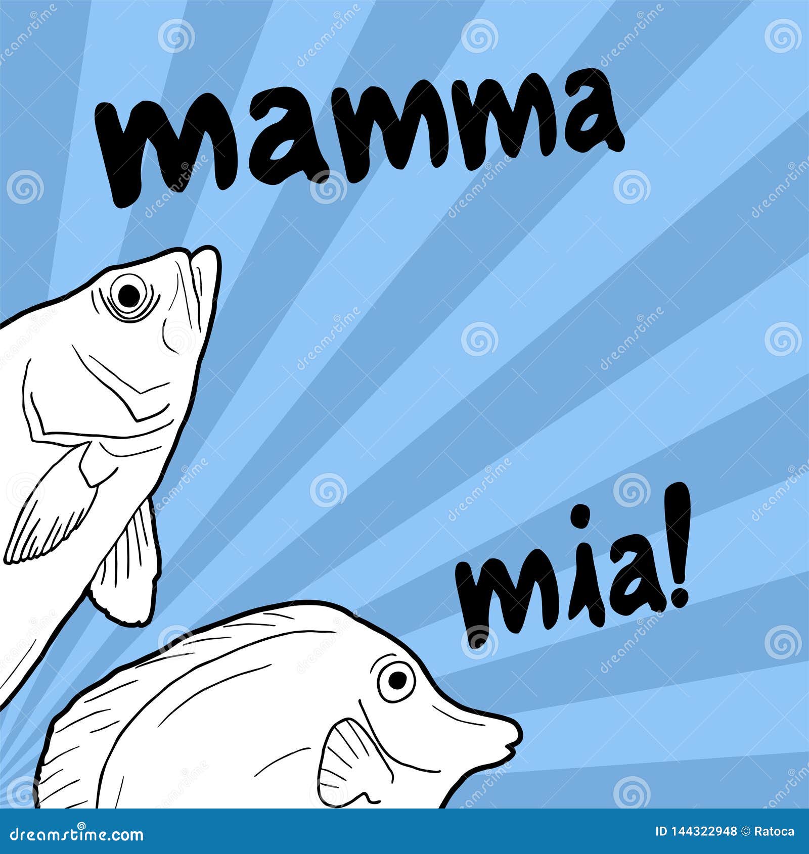 Funny Fish and Mamma Mia Message Stock Vector - Illustration of baby ...