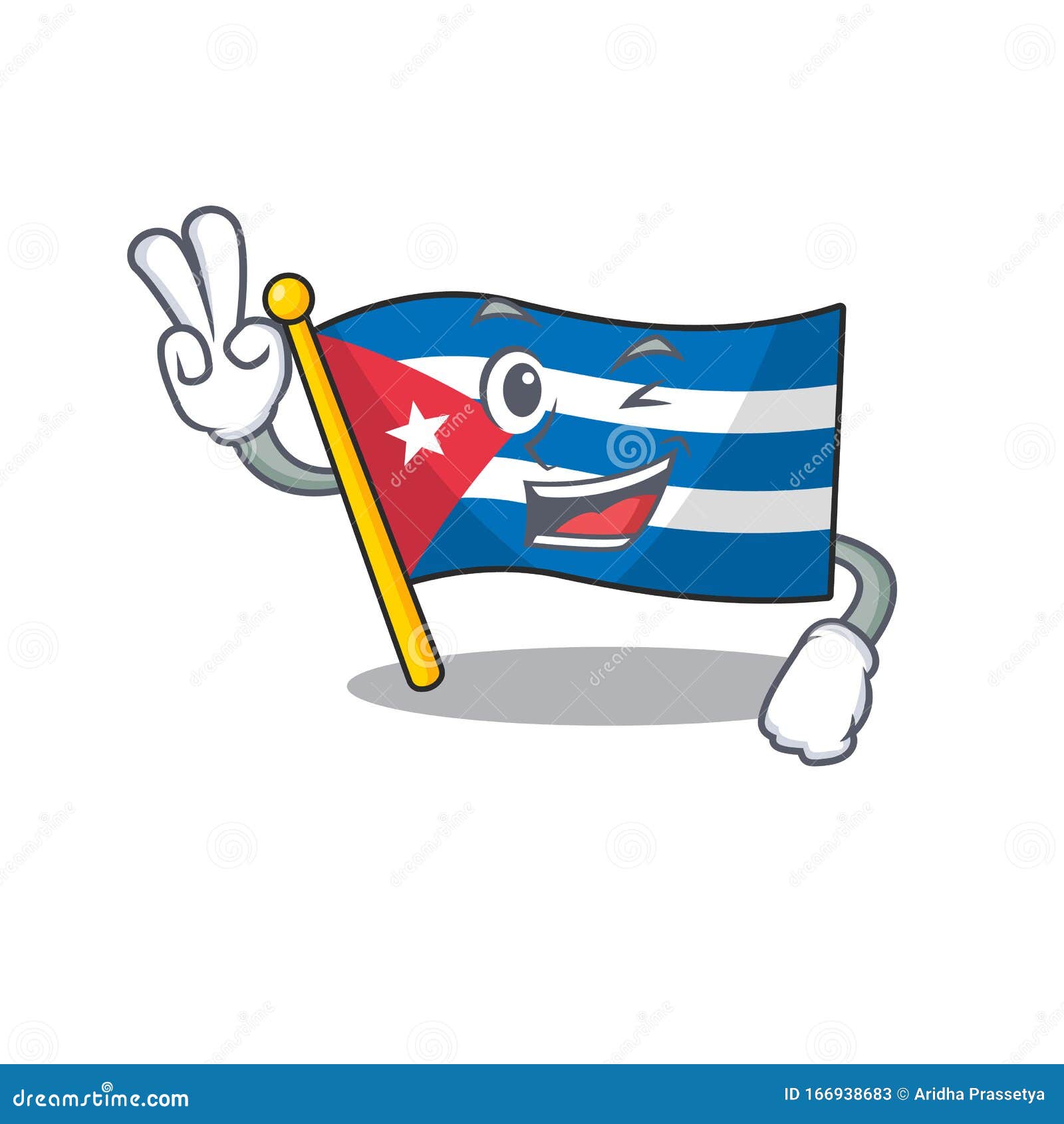 Funny Flag Cuba Scroll Cartoon Character with Two Fingers Stock Vector ...
