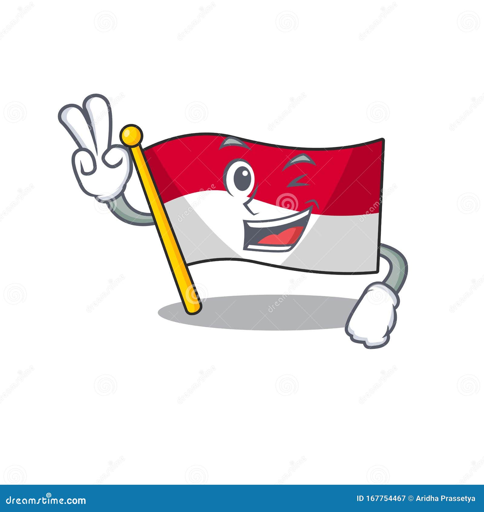 Funny Flag Monaco Scroll Cartoon Character with Two Fingers Stock ...