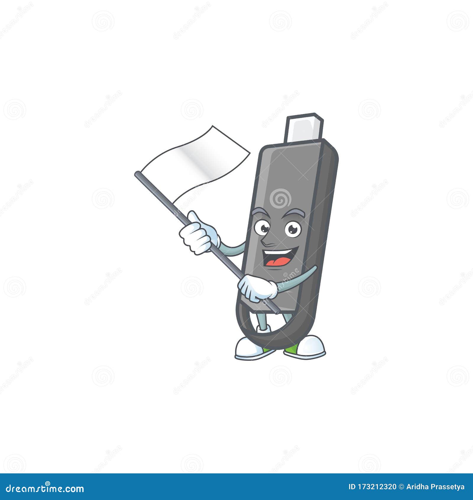 Funny Flashdisk Cartoon Character Design with a Flag Stock Vector ...
