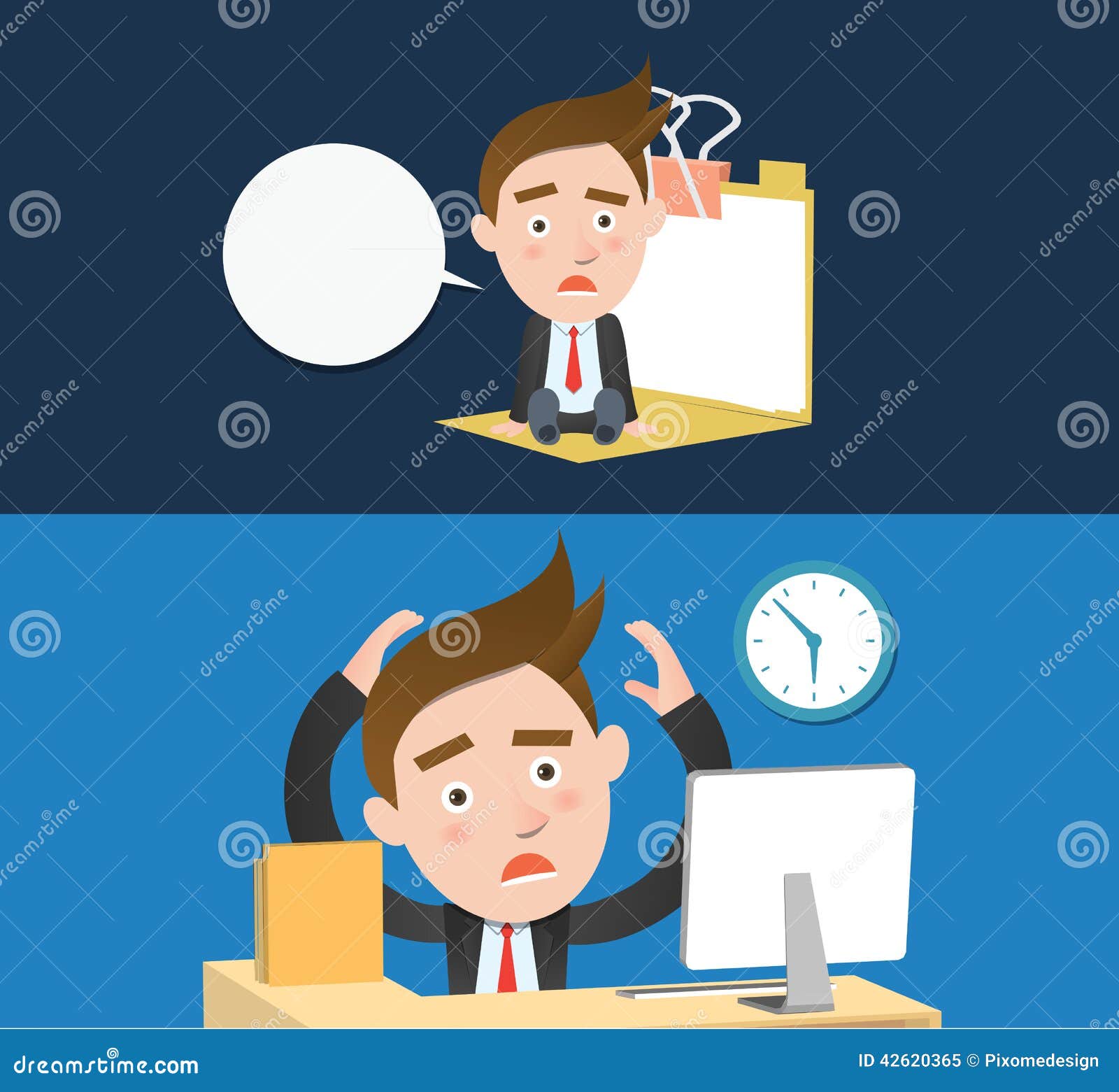 Funny Flat Character Overtime Concept Vector Illustration ...