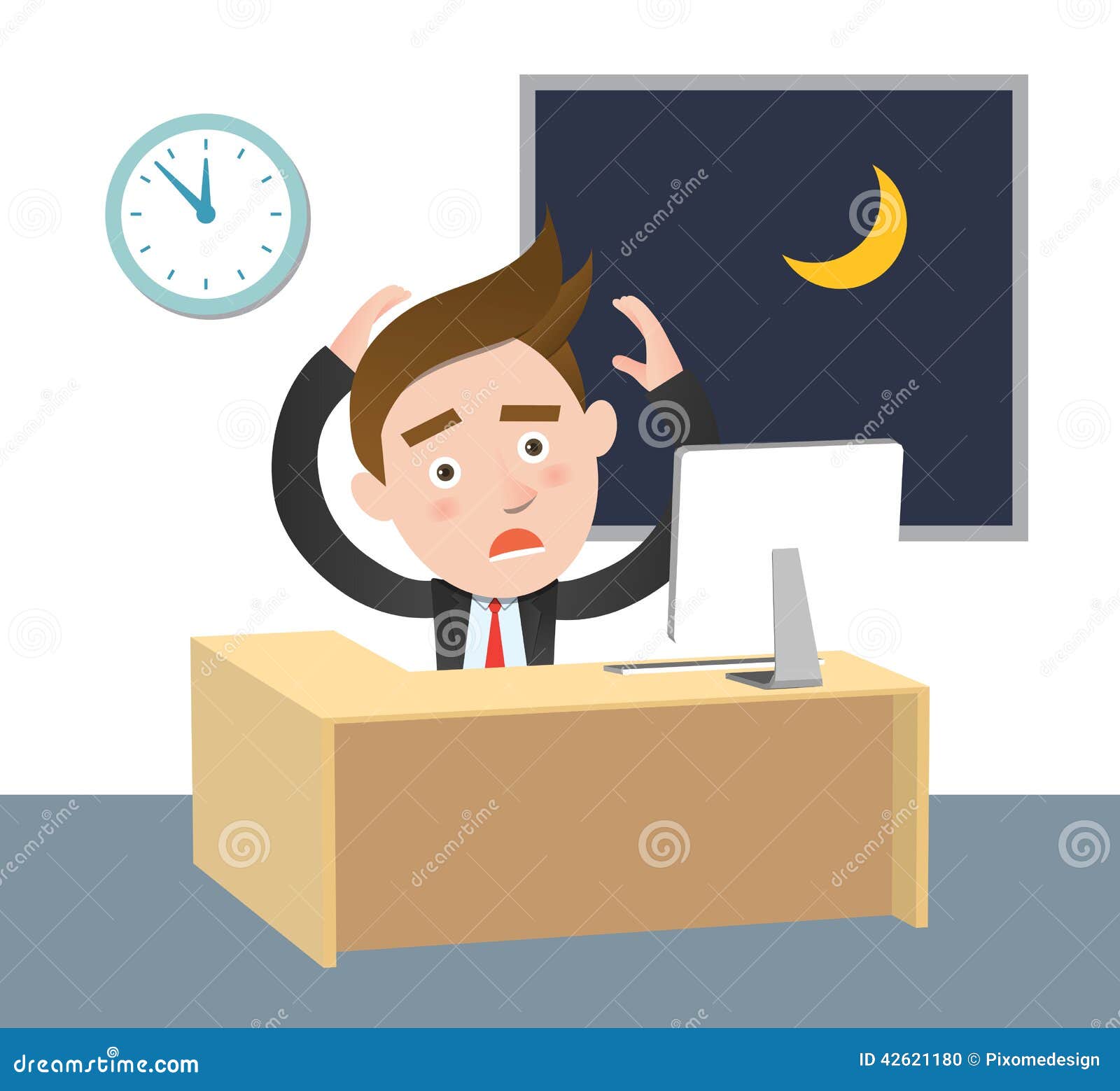 Funny Flat Character Overtime Concept Stock Vector - Illustration of ...