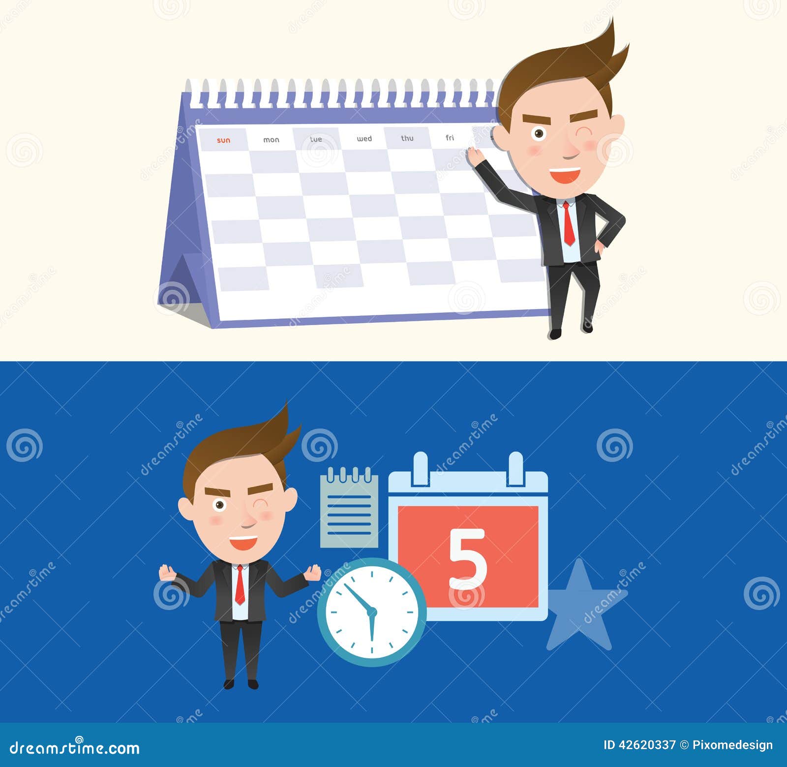 Funny Flat Character Schedule Business Concept Stock Vector ...