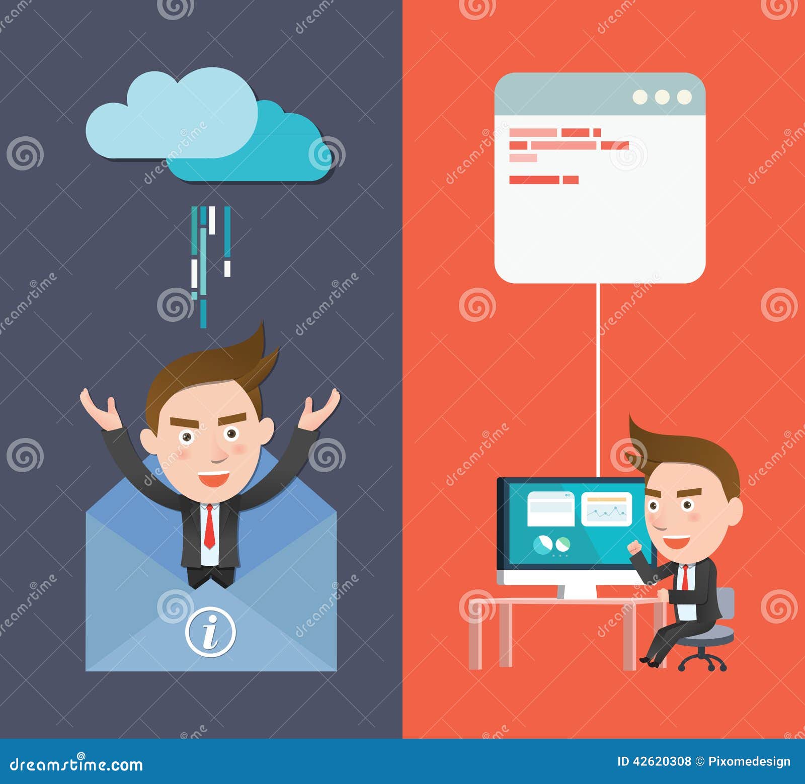 Funny Flat Character Smart Device Sync Concept Stock Vector ...