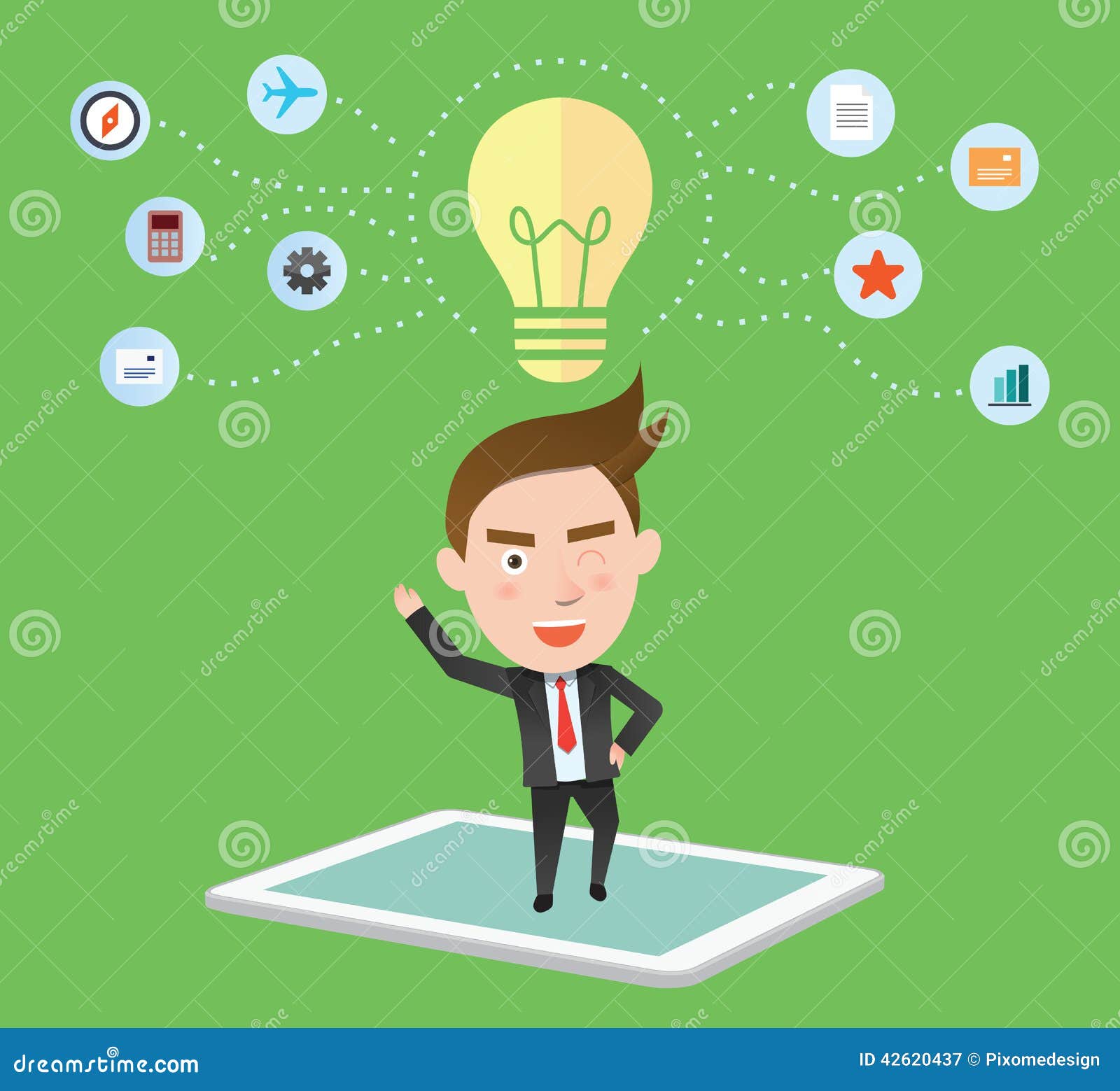 Funny Flat Character Smart Tablet Concept Stock Vector - Illustration ...