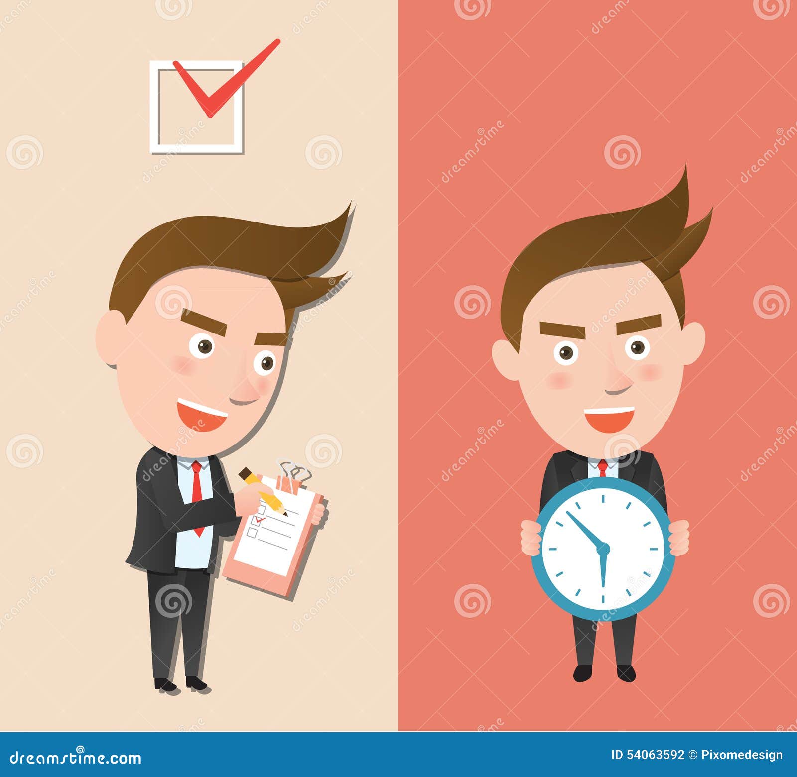 Funny Flat Character Time Check Concept Stock Vector - Illustration of ...