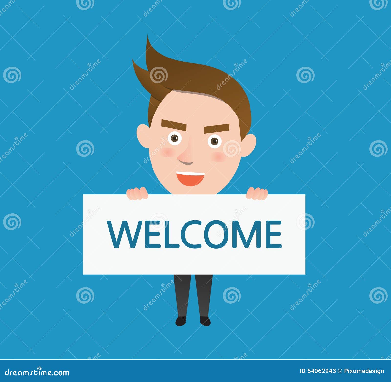 Funny Flat Character Welcome Business Concept Stock Vector ...