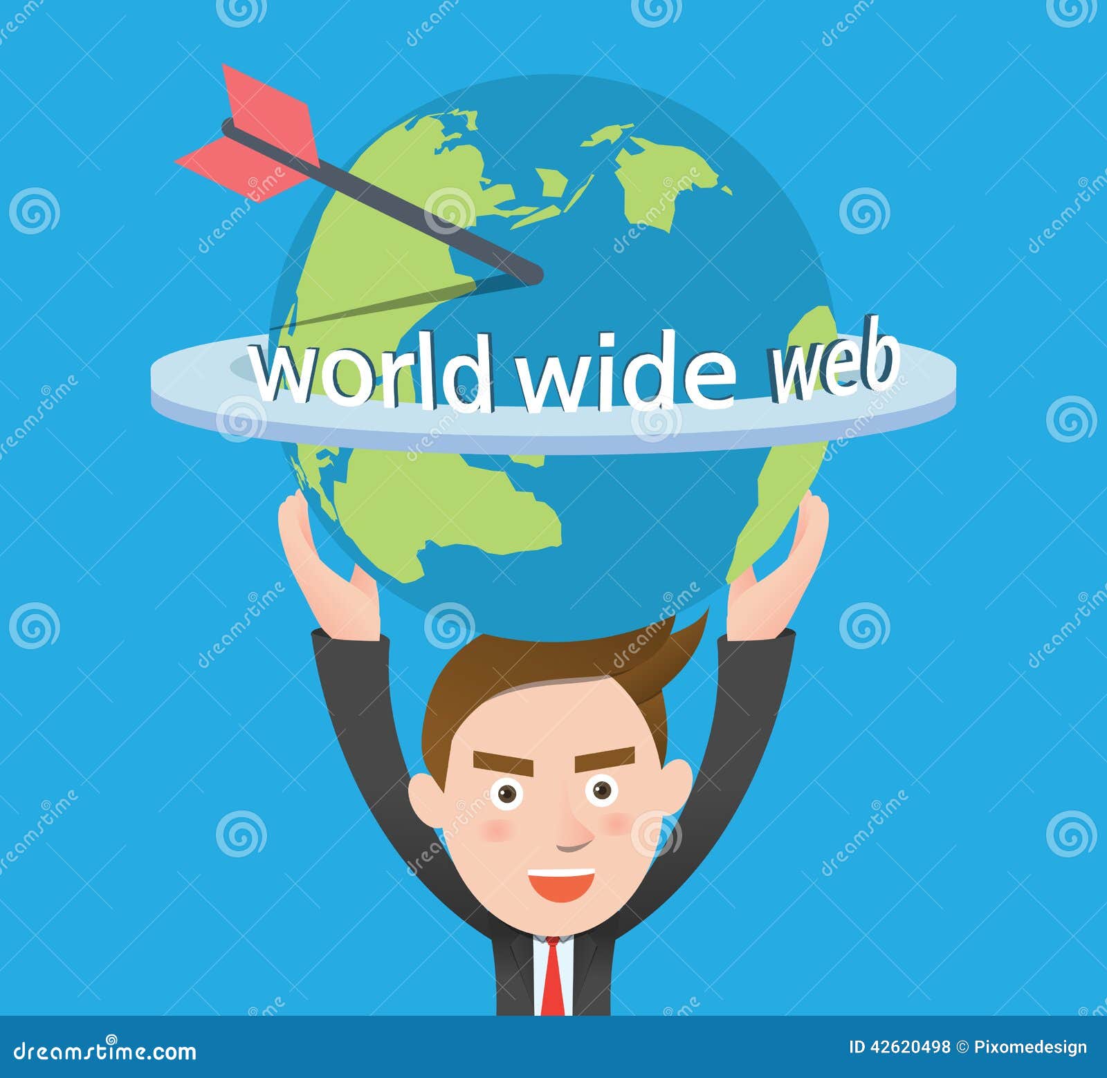 Funny Flat Character World Wide Web Business Conce Stock Vector ...
