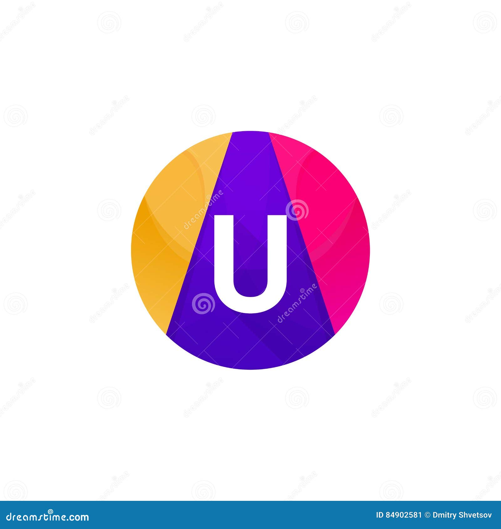 Funny Flat Circle Sphere Logo Web Icon U Letter Sign Vector Design ...