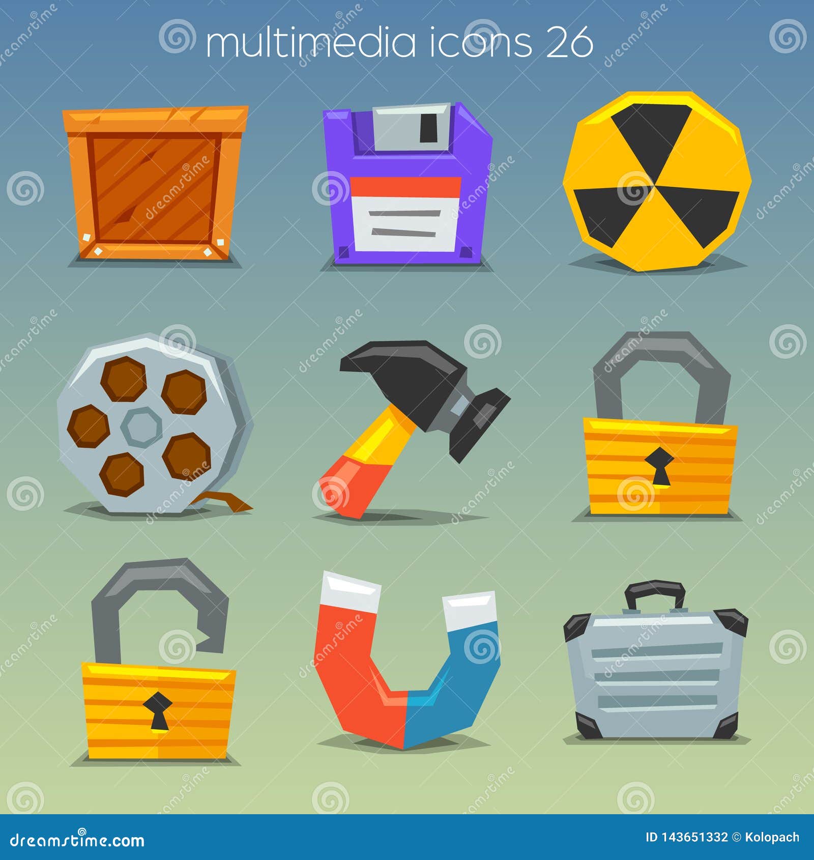 Funny Multimedia Icons-set 26 Stock Vector - Illustration of isolated ...