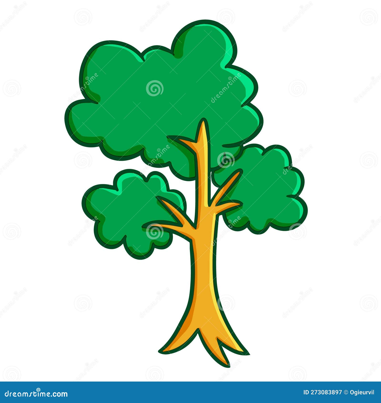 Funny and Flat Simple Tree with Branches Stock Vector - Illustration of ...