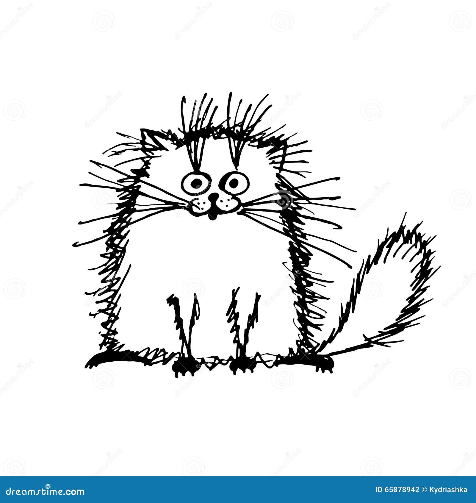 Funny Fluffy Cat, Sketch for Your Design Stock Vector - Illustration of ...