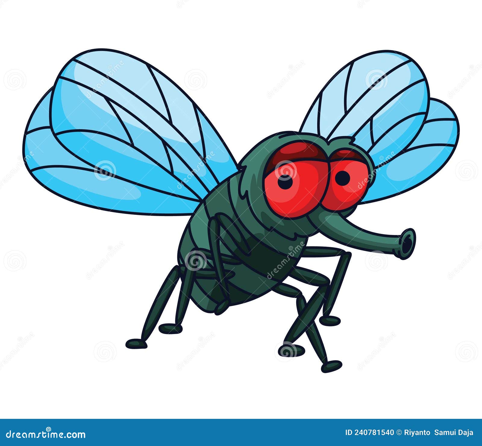 Funny Fly Bug Color Illustration Design Stock Vector - Illustration of ...