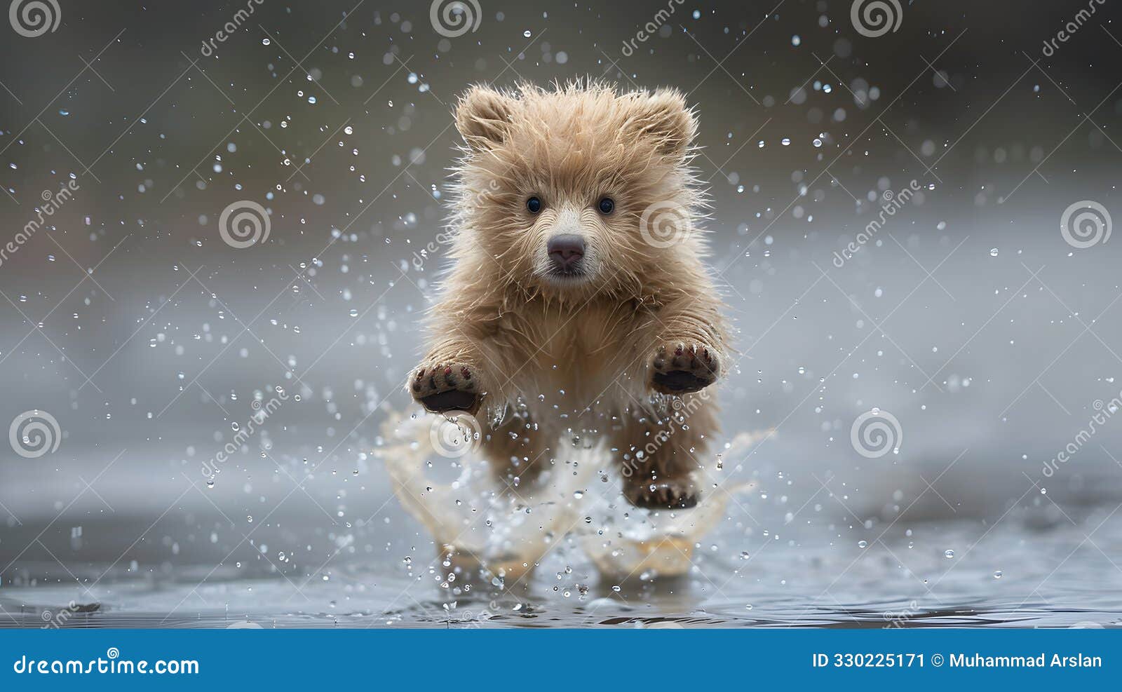Funny Flying Bear. Image of a Playful Tabby Bear Jumping in Mid-air ...