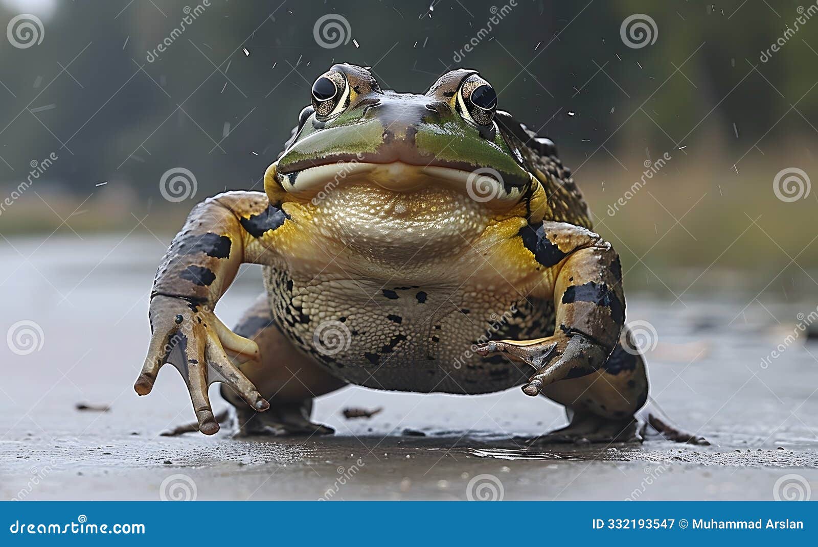 Funny Flying Frog. Image of a Playful Tabby Frog Jumping in Mid-air ...
