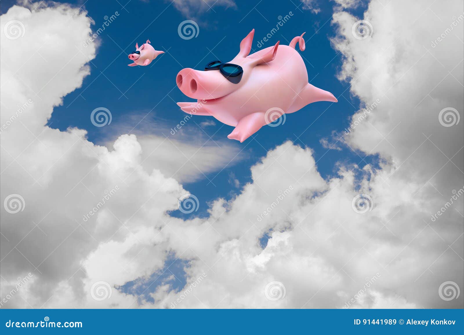 Funny Flying Piggies. Sky Divers Stock Illustration - Illustration of ...