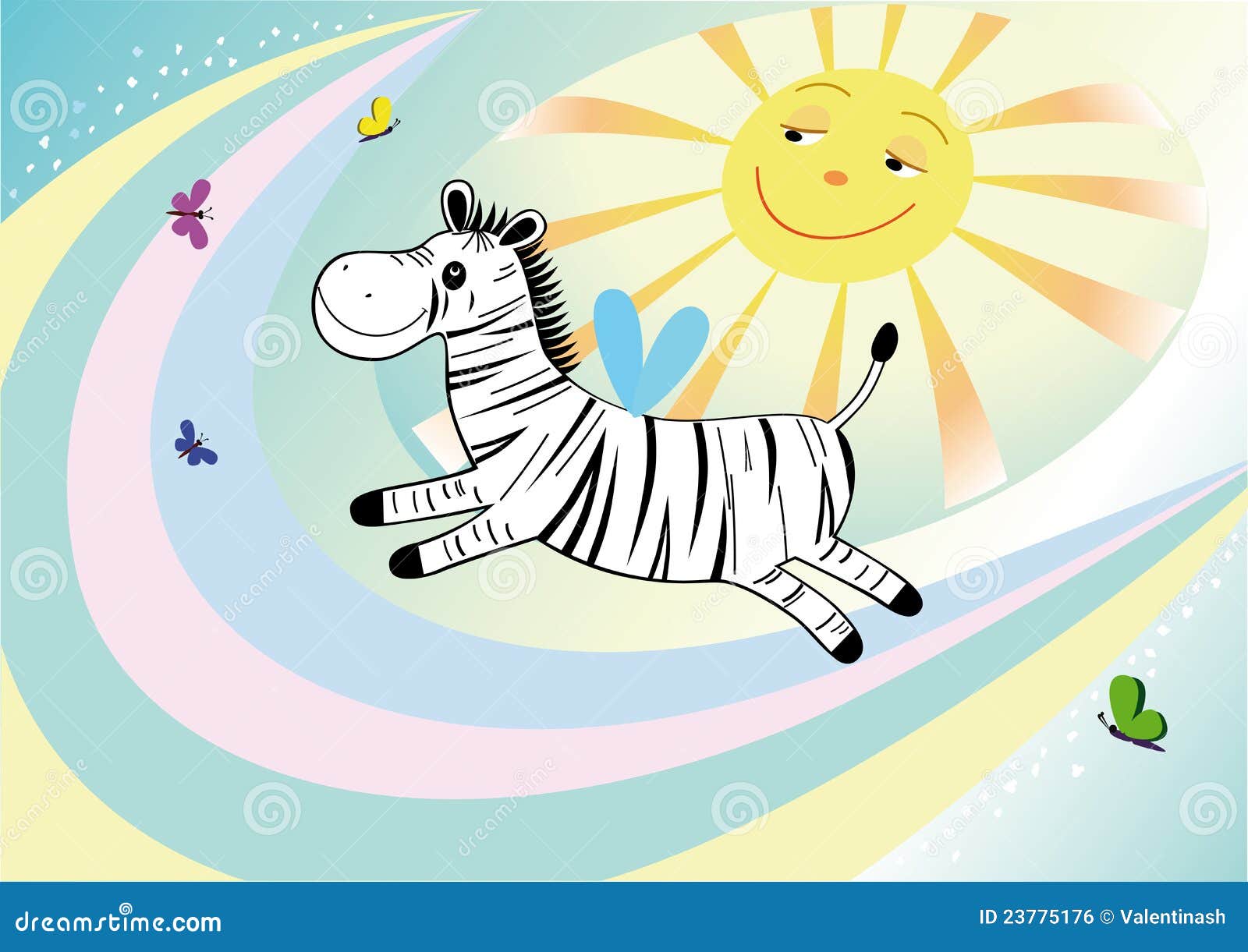 Funny Flying Zebra stock vector. Illustration of smiling - 23775176