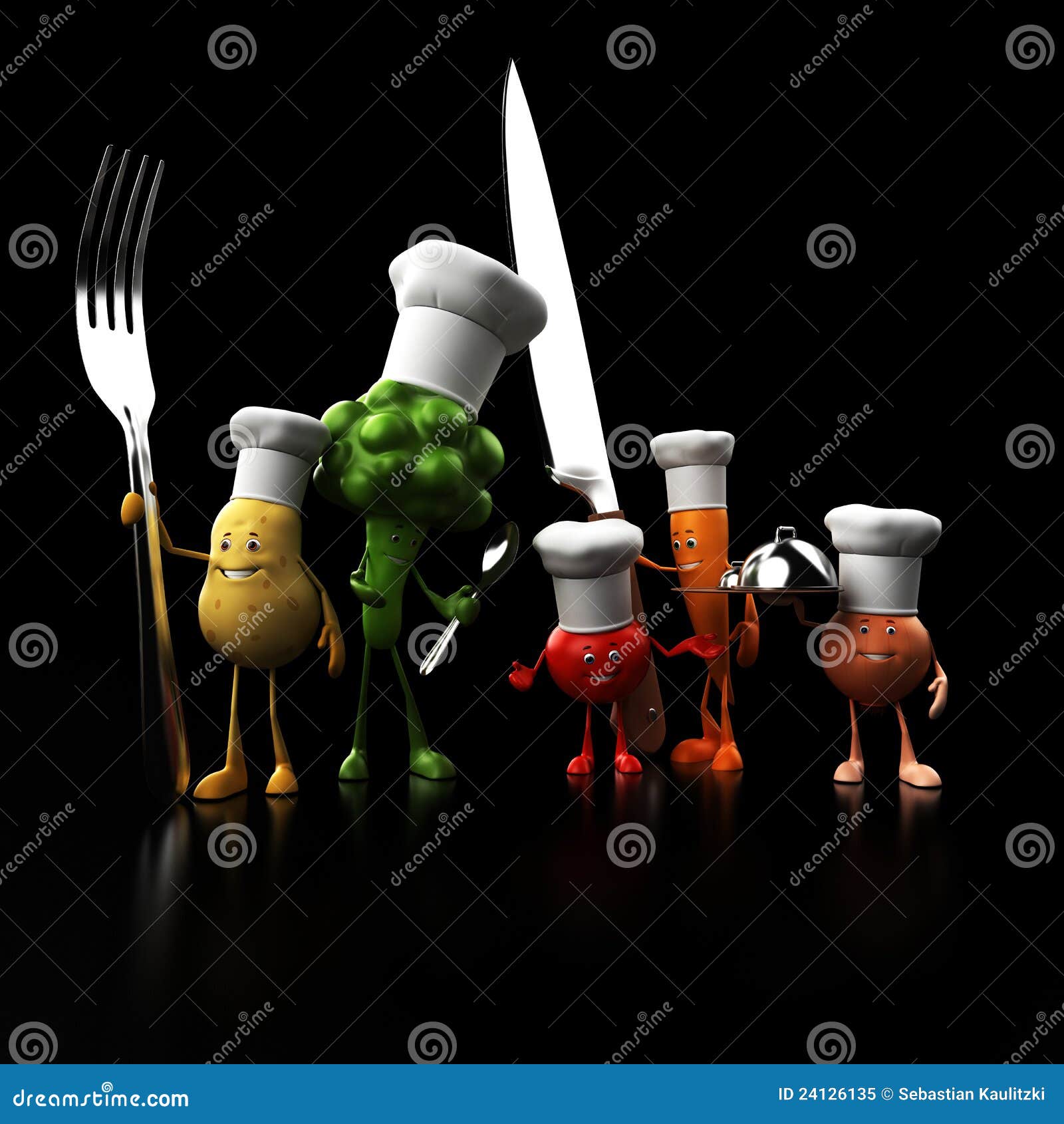 Funny food characters stock illustration. Illustration of spoon - 24126135