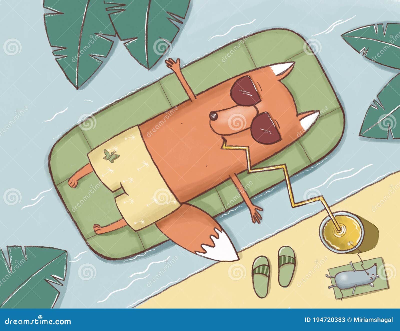 Funny Fox Having Rest at the Seashore, Fox`s Vacations Stock ...