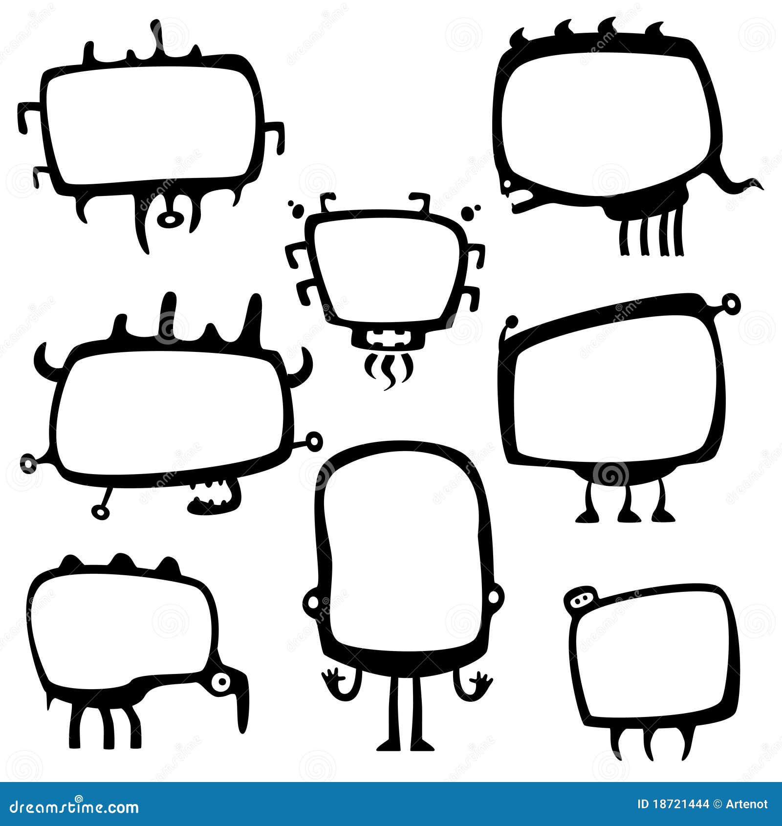 Funny frame monsters stock vector. Illustration of empty - 18721444