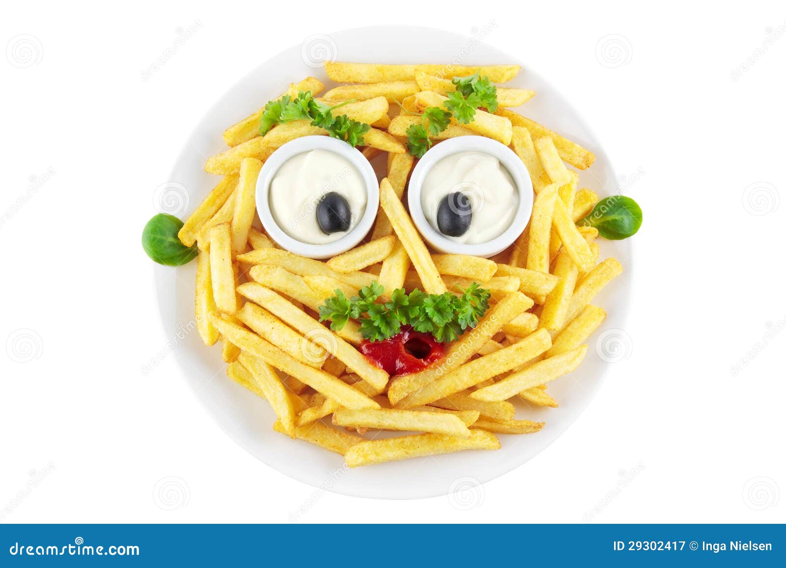 Funny french fries face stock image. Image of leaves - 29302417