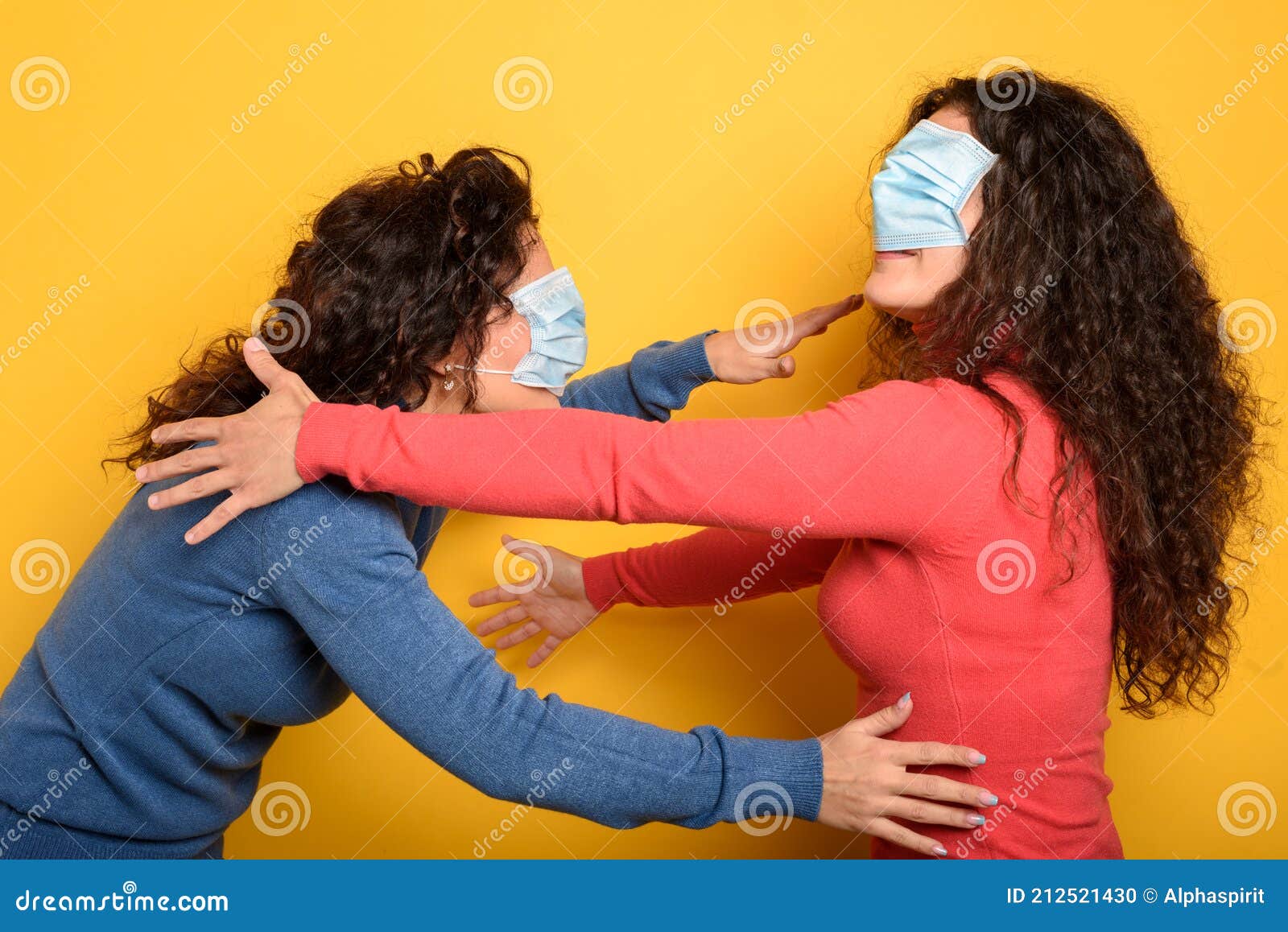 Funny Friend are Blindfolded with Face Mask. Concept of Confusion Stock ...