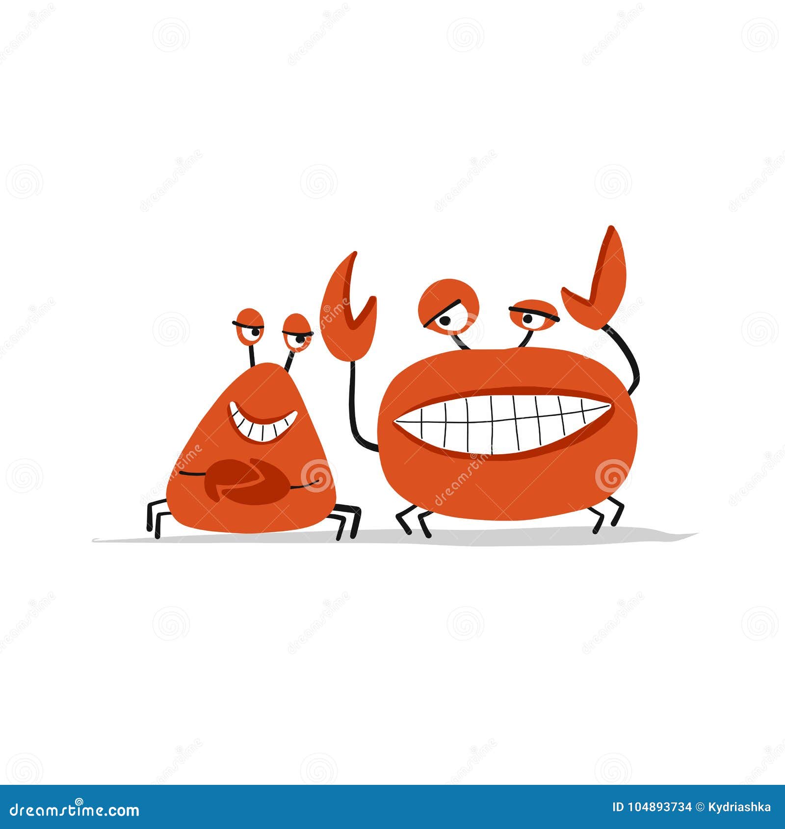 Funny Friends Crabs, Sketch for Your Design Stock Vector - Illustration ...