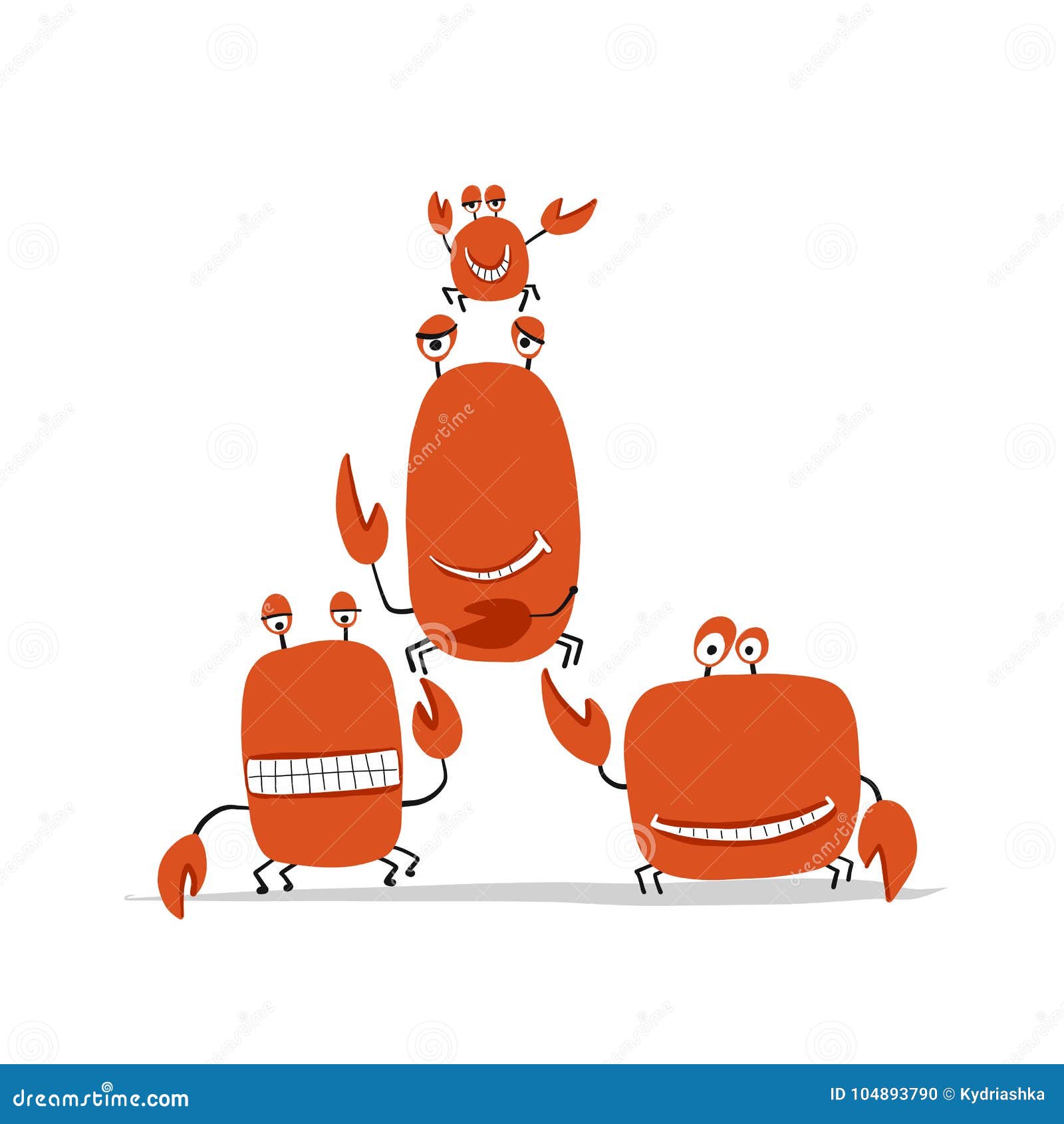 Funny Friends Crabs, Black Silhouette For Your Design Vector ...