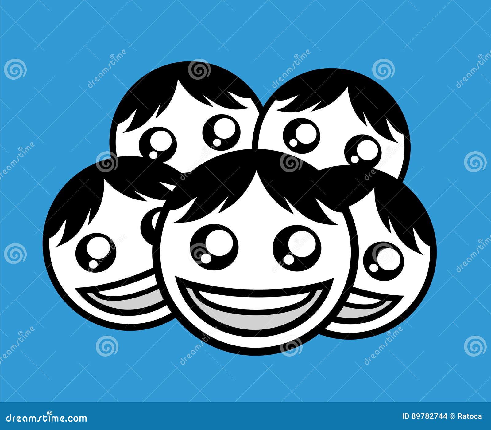 Funny friends face stock vector. Illustration of team - 89782744