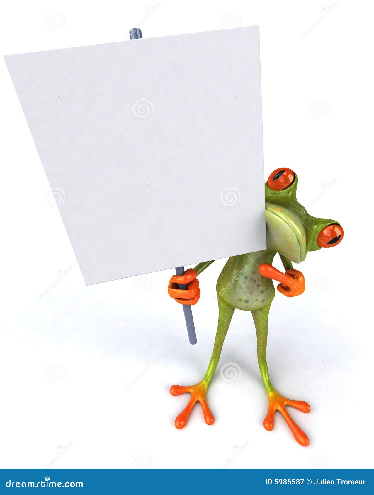 Funny Frog with a Blank Sign Stock Illustration - Illustration of ...