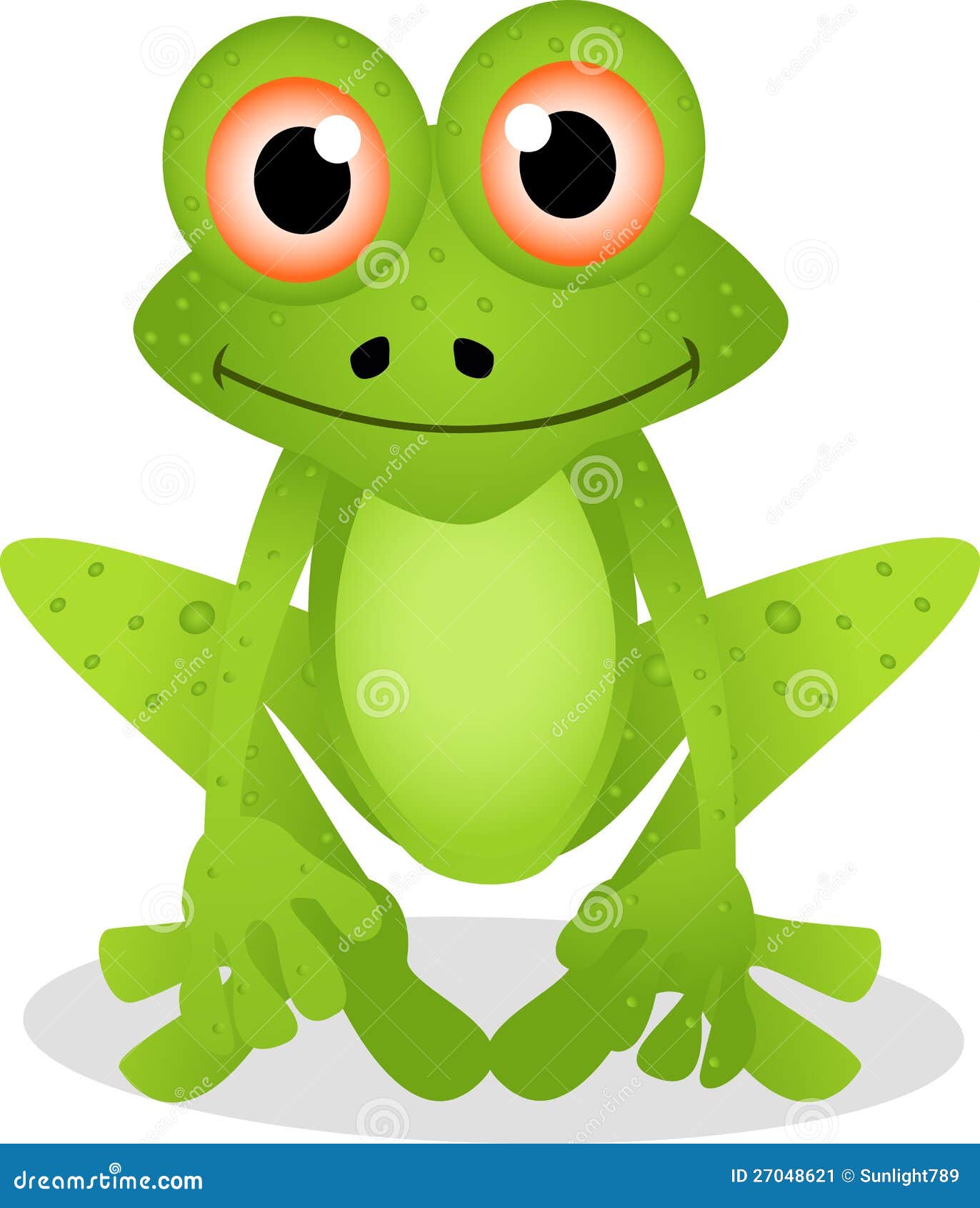 A Funny Frog In The Grass, Vector Illustration. Calm Cartoon Froglet ...