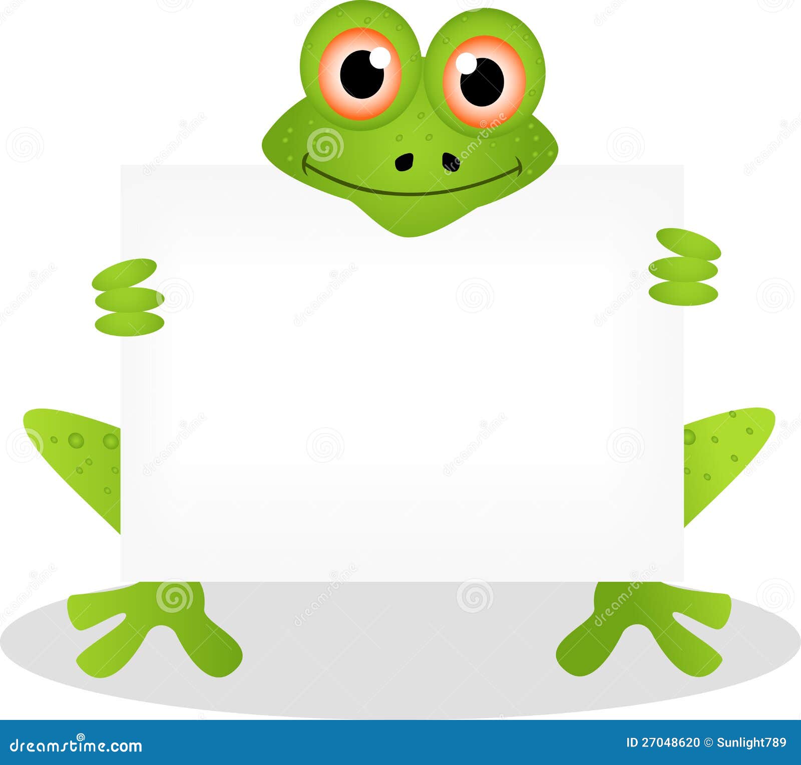 Funny Frog Cartoon with Blank Sign Stock Illustration - Illustration of ...