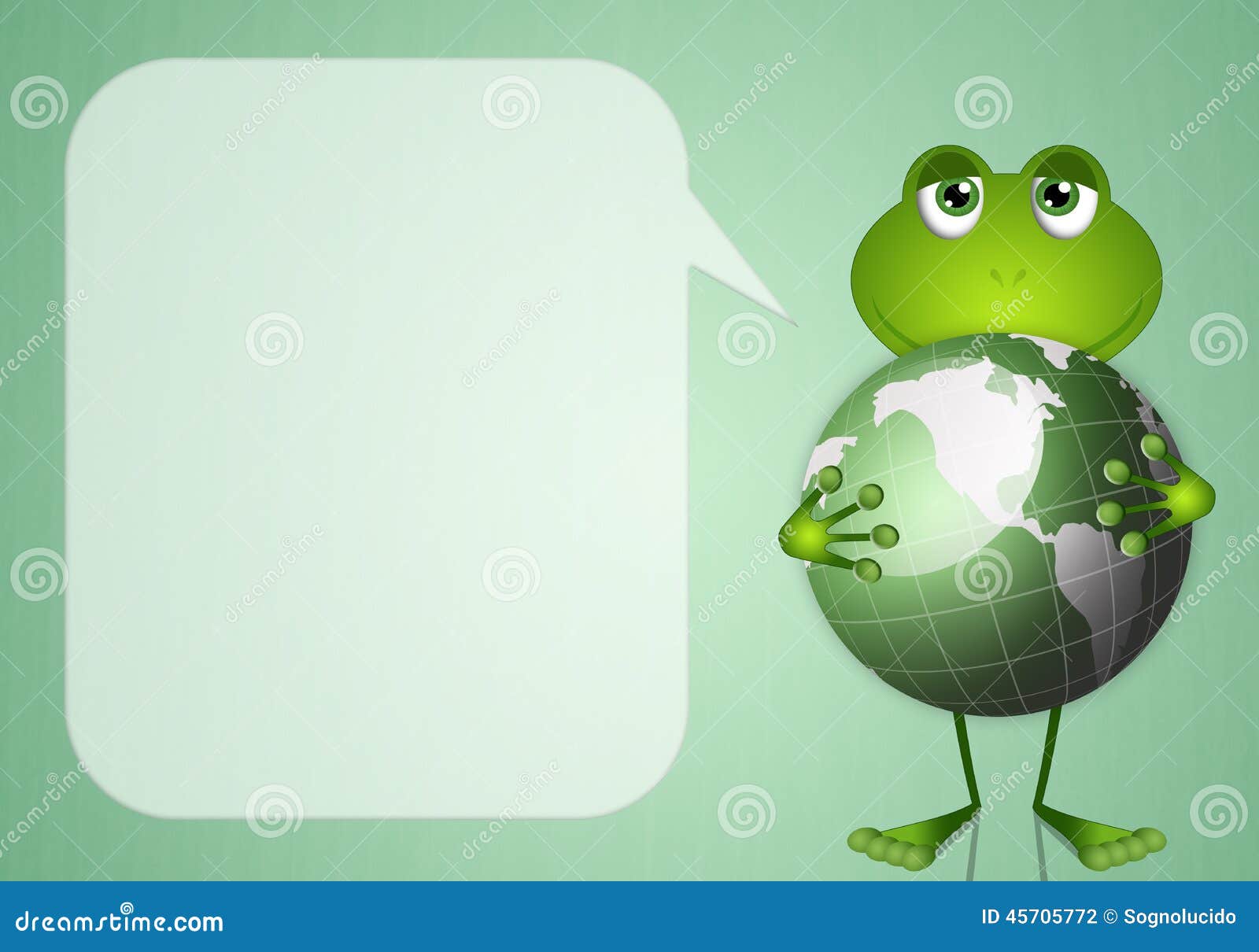 Funny Frog with Green Earth Stock Illustration - Illustration of earth ...