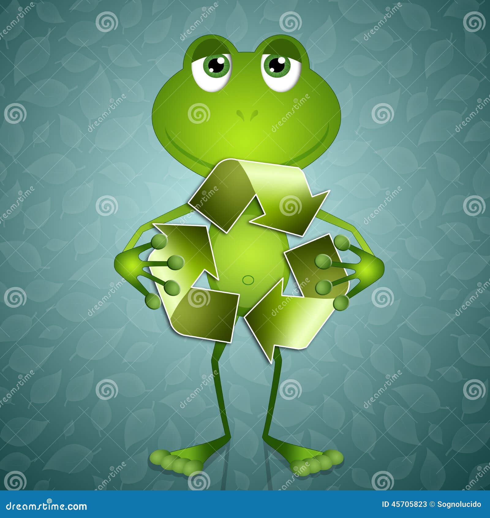 Funny Frog with Recycle Symbol Stock Illustration - Illustration of ...