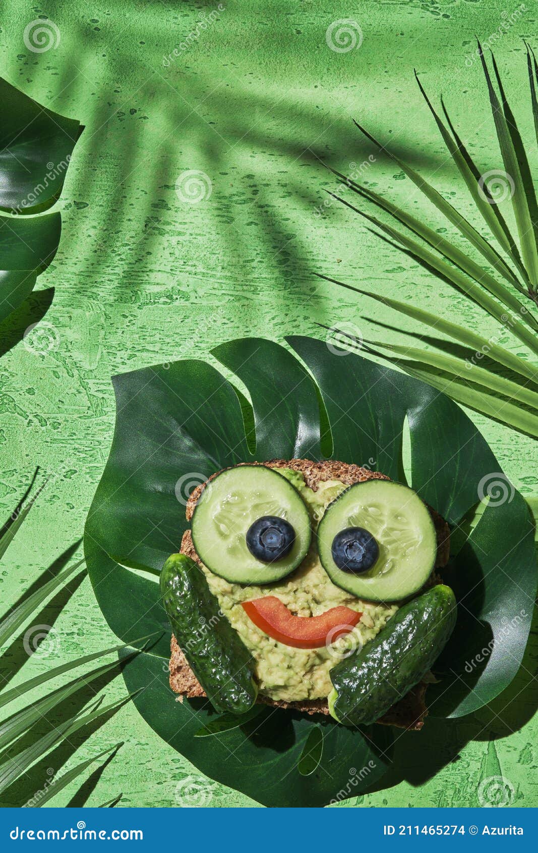 Frog Toast with Avocado stock photo. Image of creative - 211465274