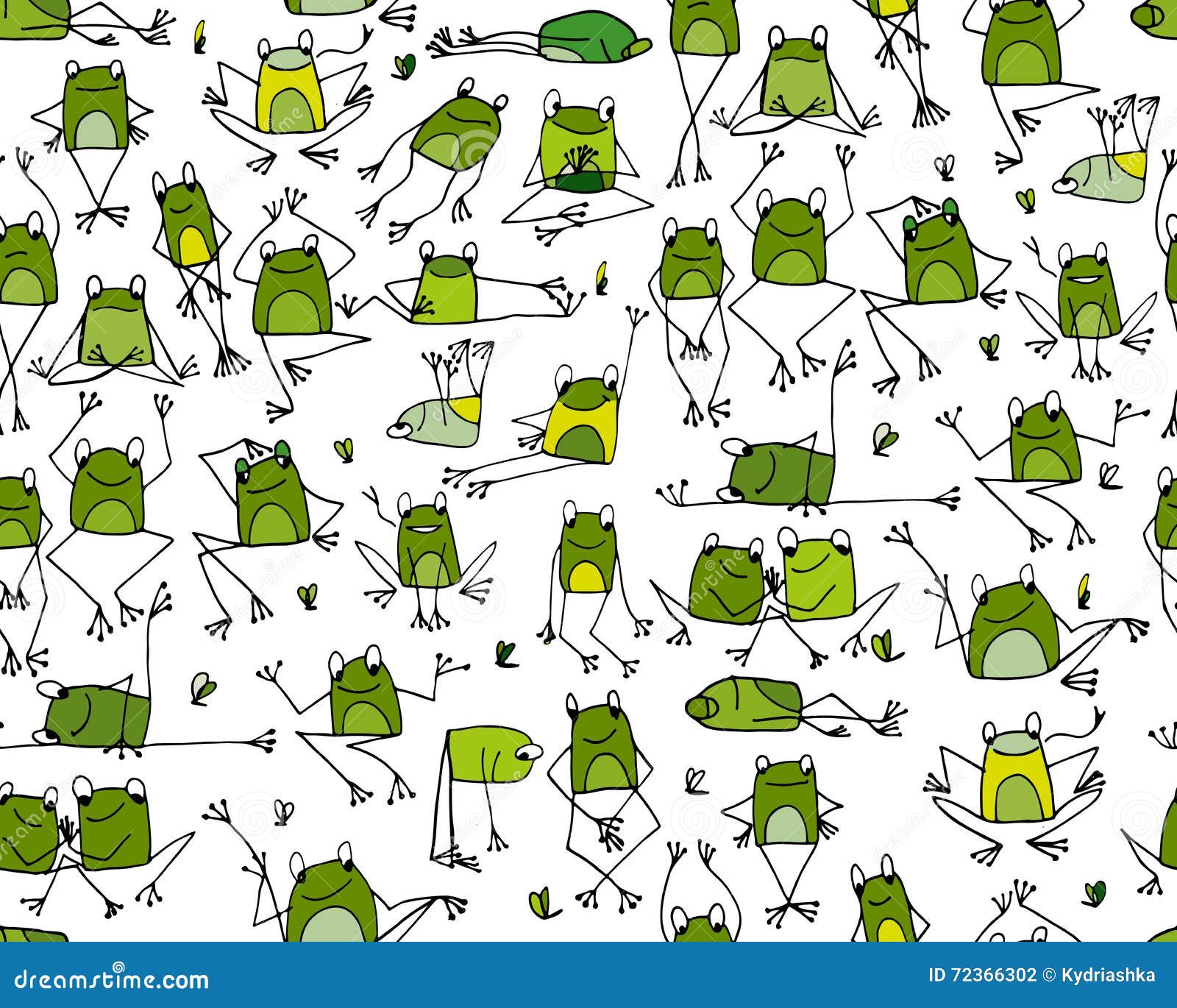 Funny Frogs Pattern, Sketch for Your Design Stock Vector - Illustration ...