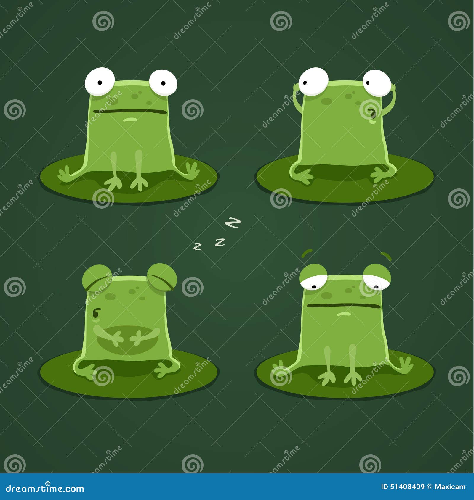 Funny frogs set one stock vector. Illustration of funny - 51408409