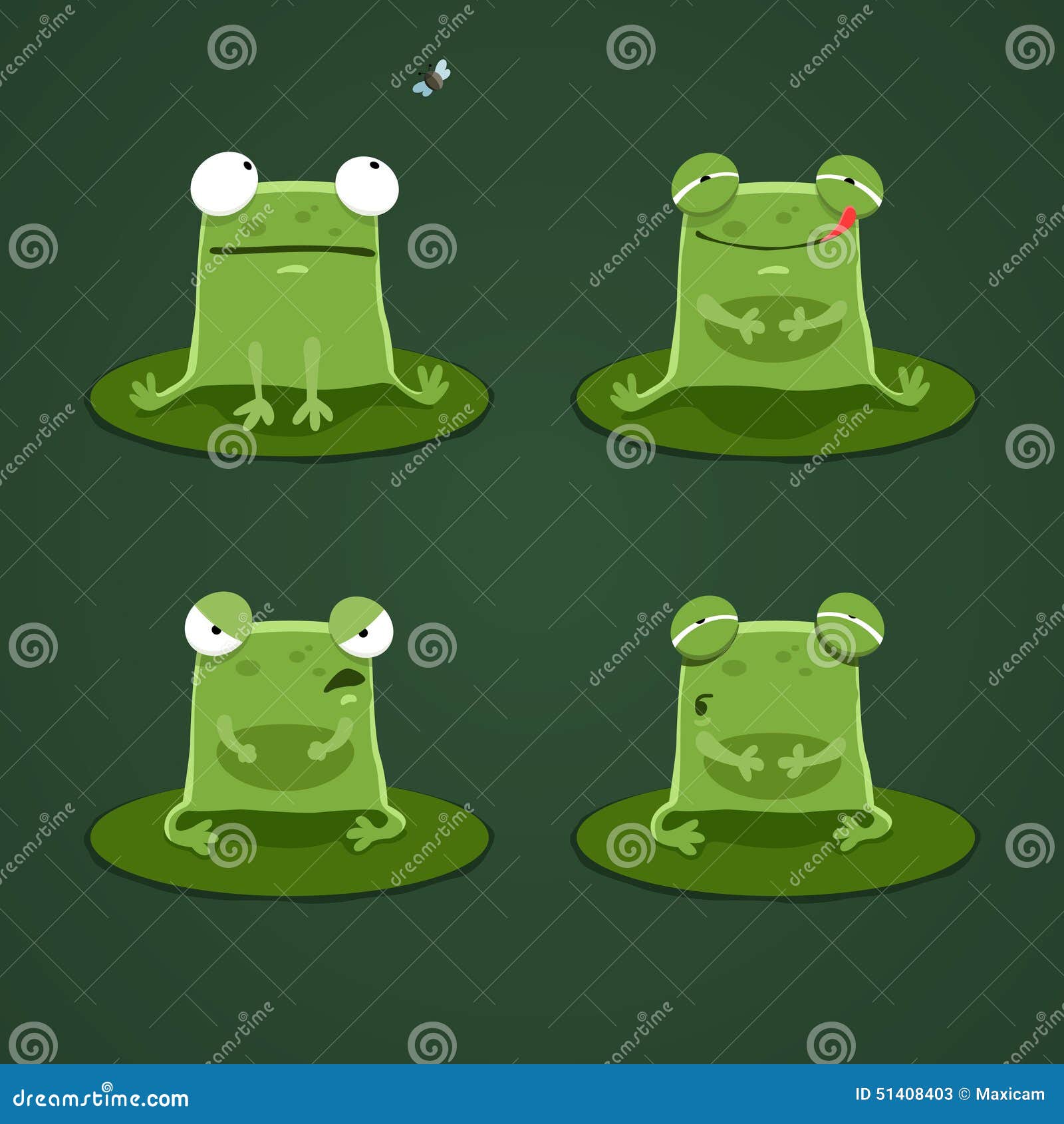 Funny frogs set two stock vector. Illustration of design - 51408403