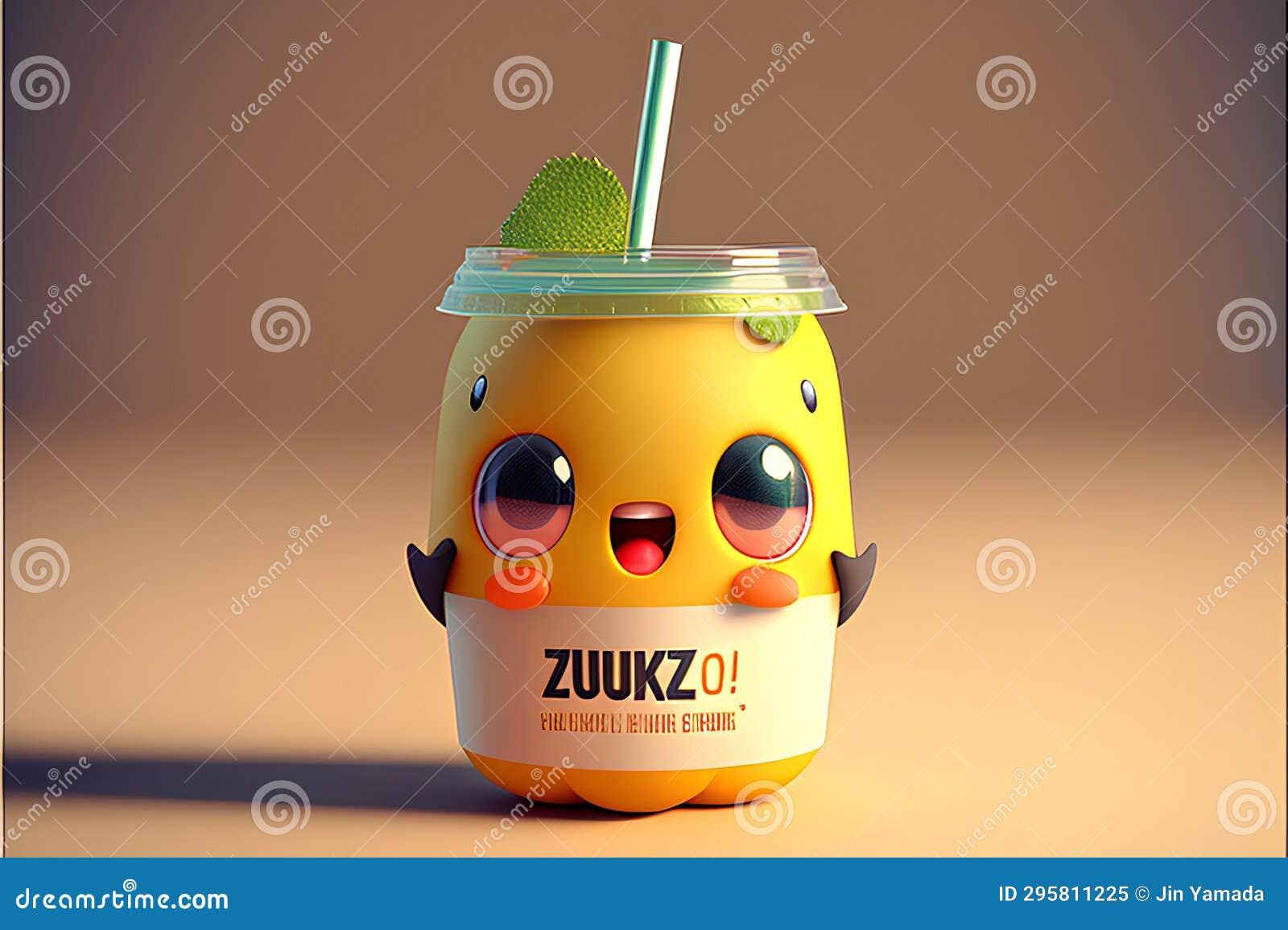 Funny Fruit Smoothie in a Jar with a Straw. 3d Rendering Stock ...