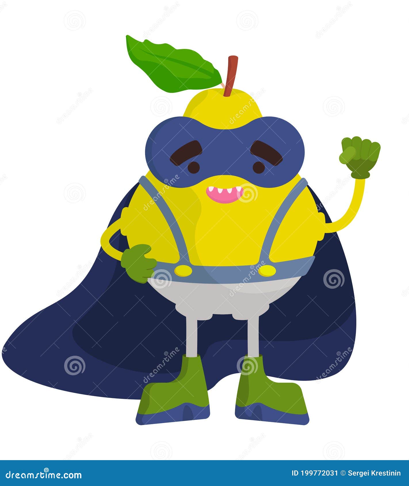 Funny fruit superhero stock illustration. Illustration of superhero ...